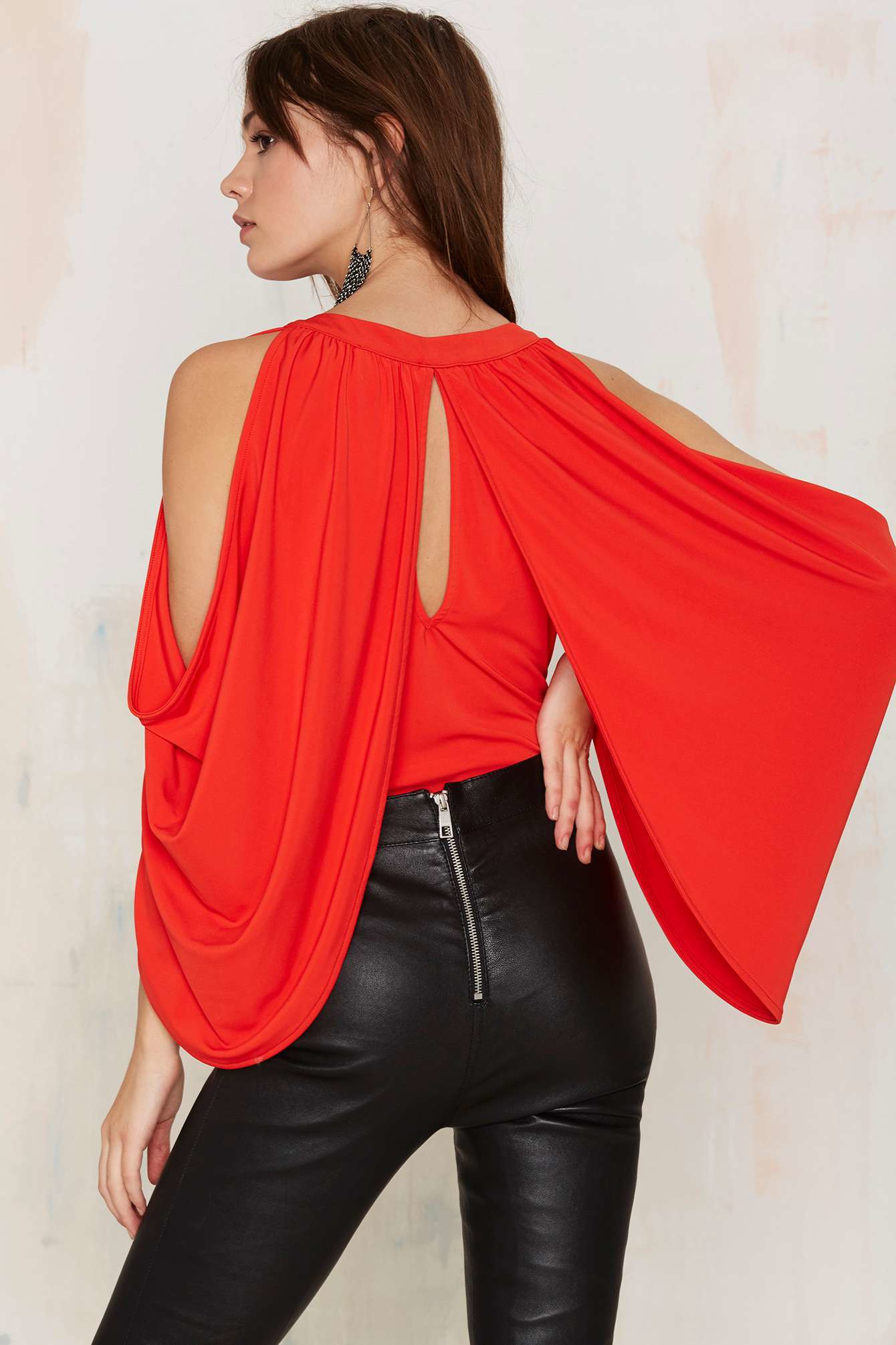 Nasty gal Hot Stuff Cold Shoulder Bodysuit in Red | Lyst