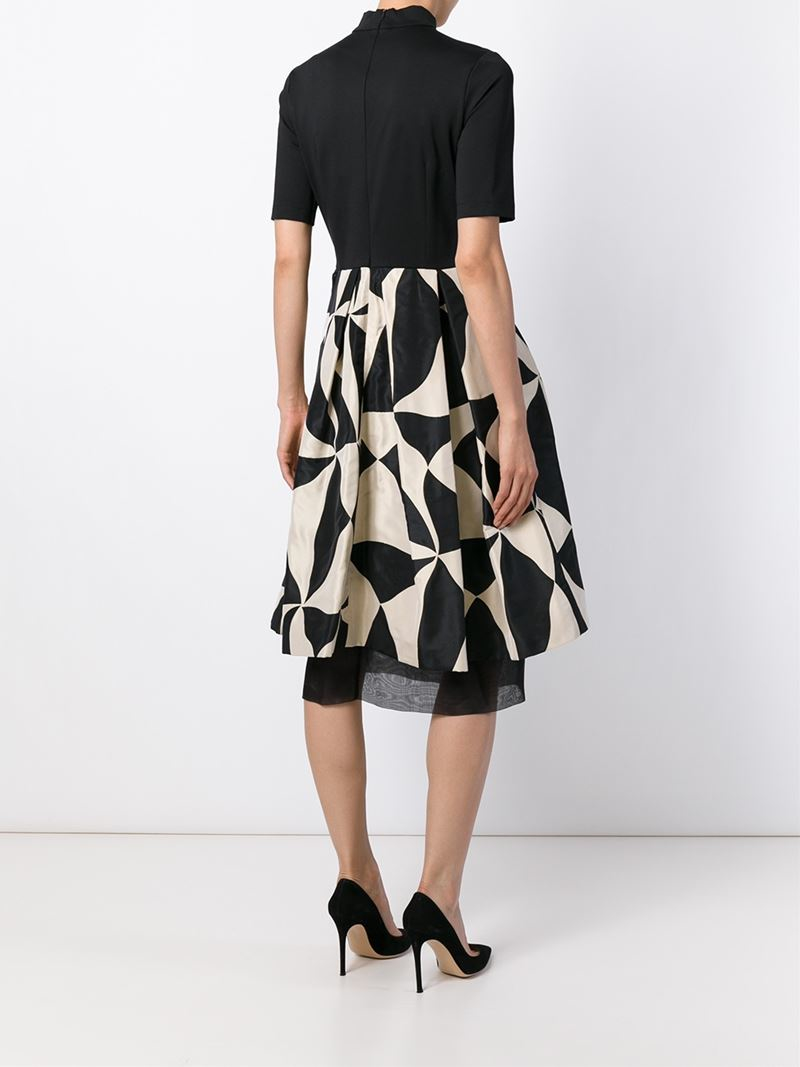 Lyst - Erika Cavallini Semi Couture Geometric Pleated Skirt Dress in Black