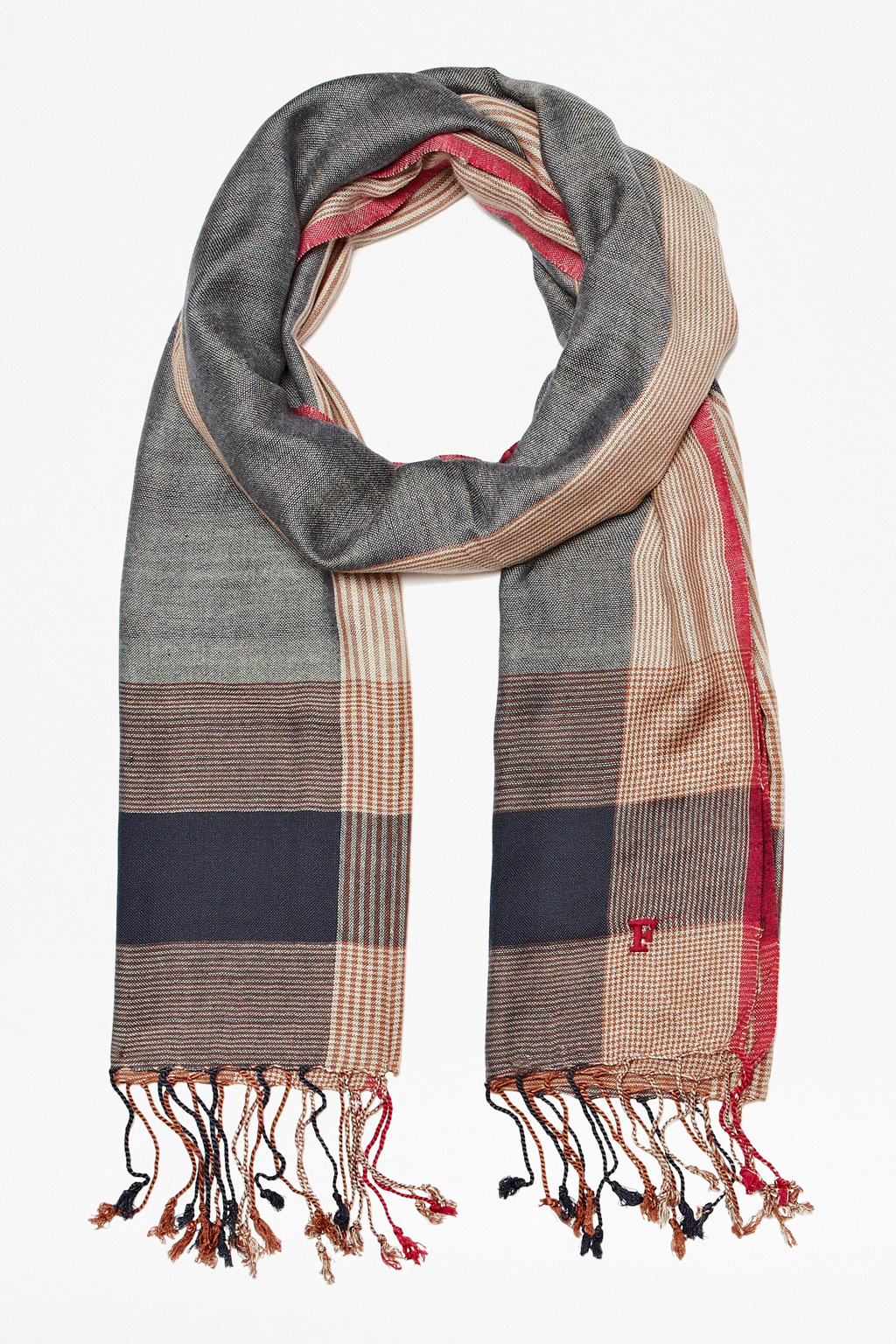 French connection Bruno Border Striped Scarf in Brown for Men | Lyst