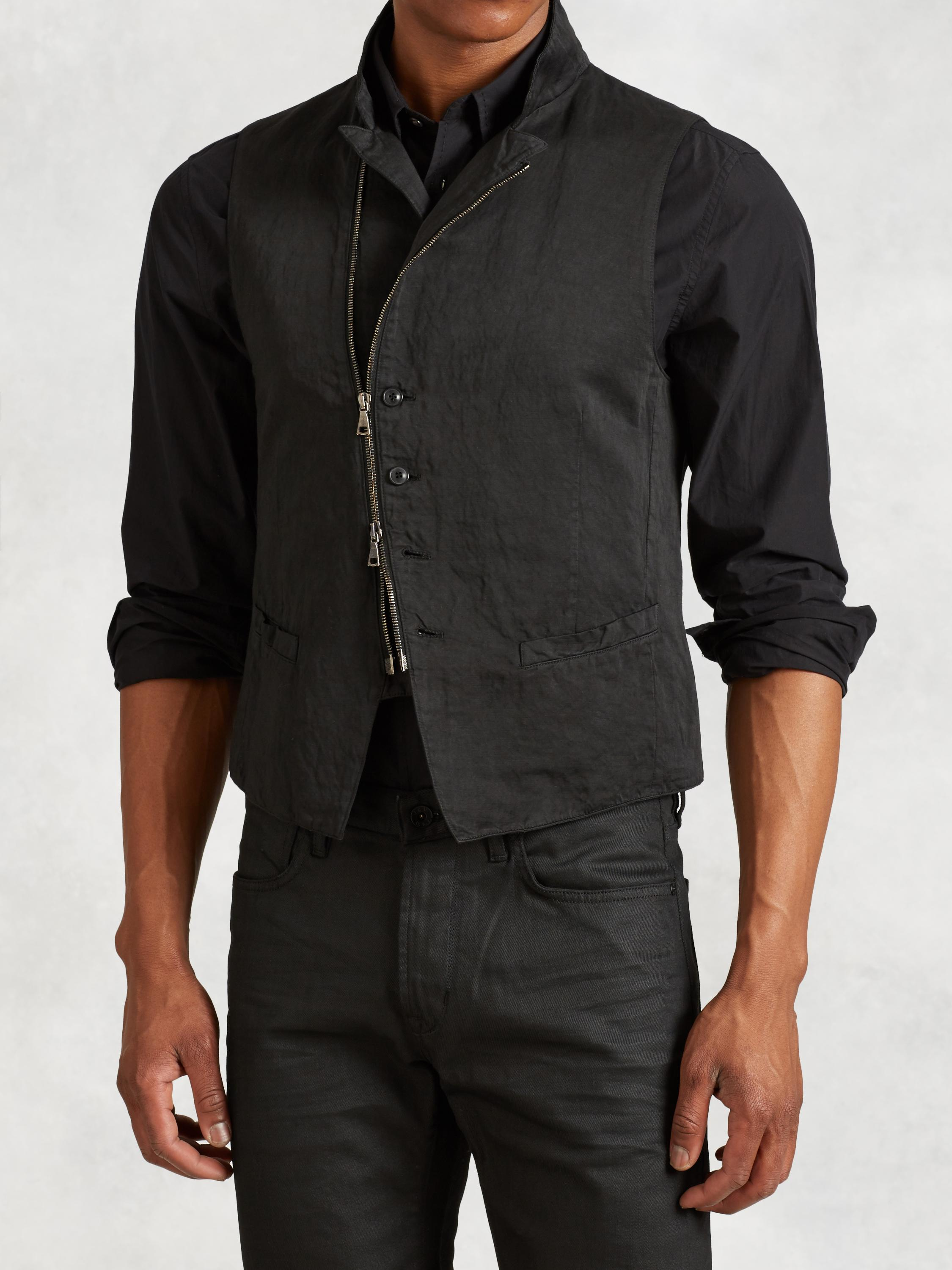 Lyst - John Varvatos Asymmetric Closure Vest in Black for Men