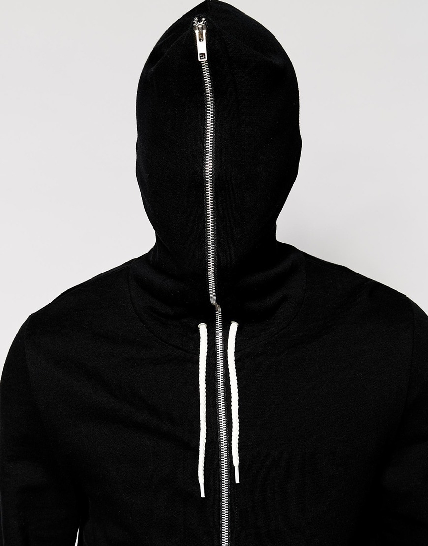 Lyst Asos Longline Zip Up Hoodie With Zip Hood In Black For Men