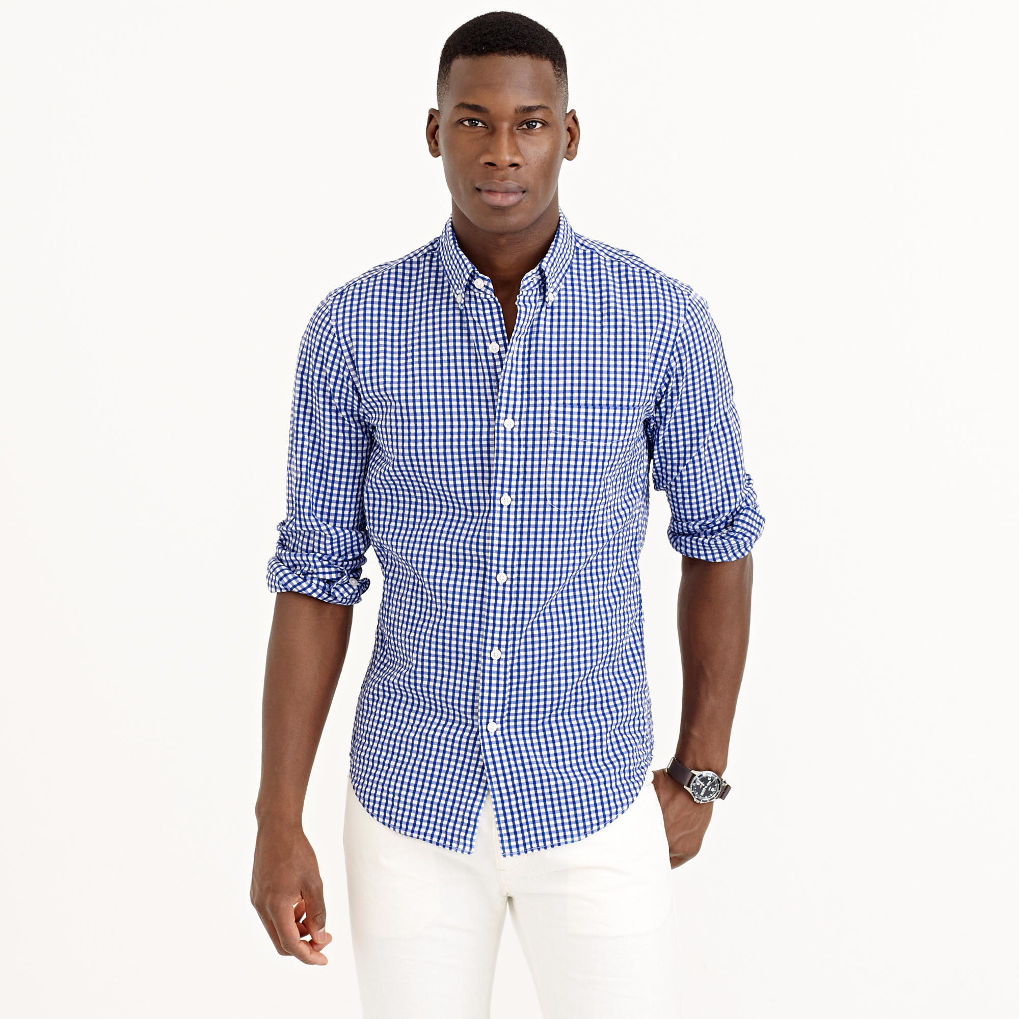 J crew Seersucker Shirt In Estate Blue Gingham In Blue For Men Lyst J crew Seersucker Shirt In Estate Blue Gingham In Blue For Men Lyst