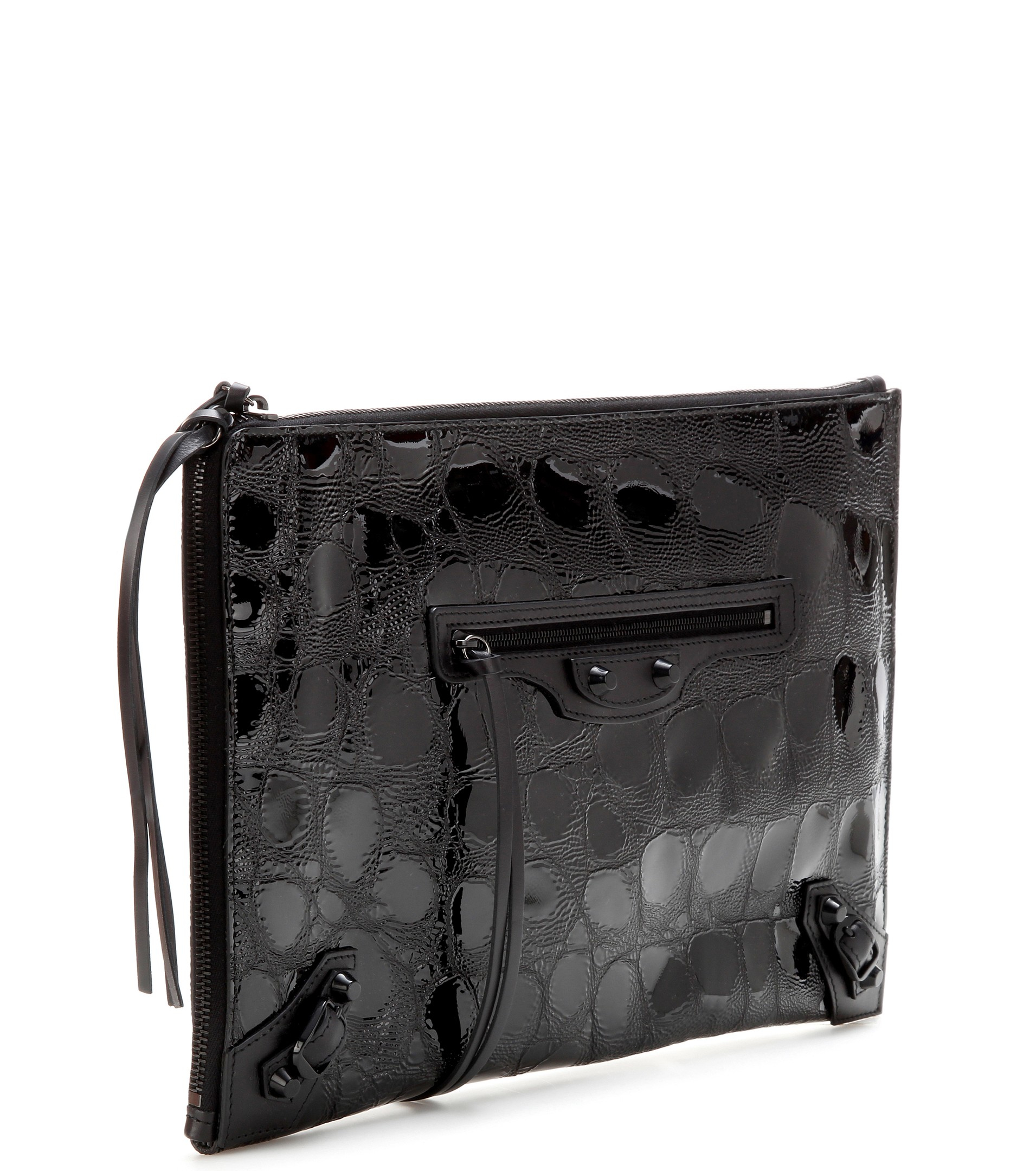 Black Patent Embossed Slouch Handbag | IUCN Water Black Patent Embossed Slouch Handbag | IUCN Water