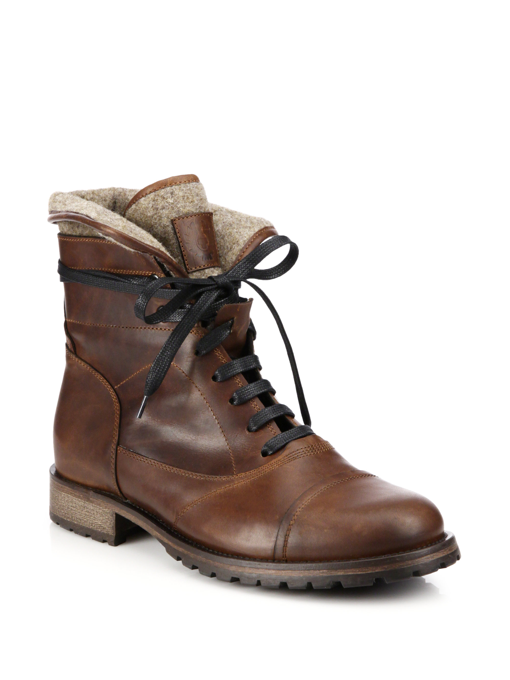 Lyst - Belstaff Faystar Wool-detail Leather Boots in Brown for Men