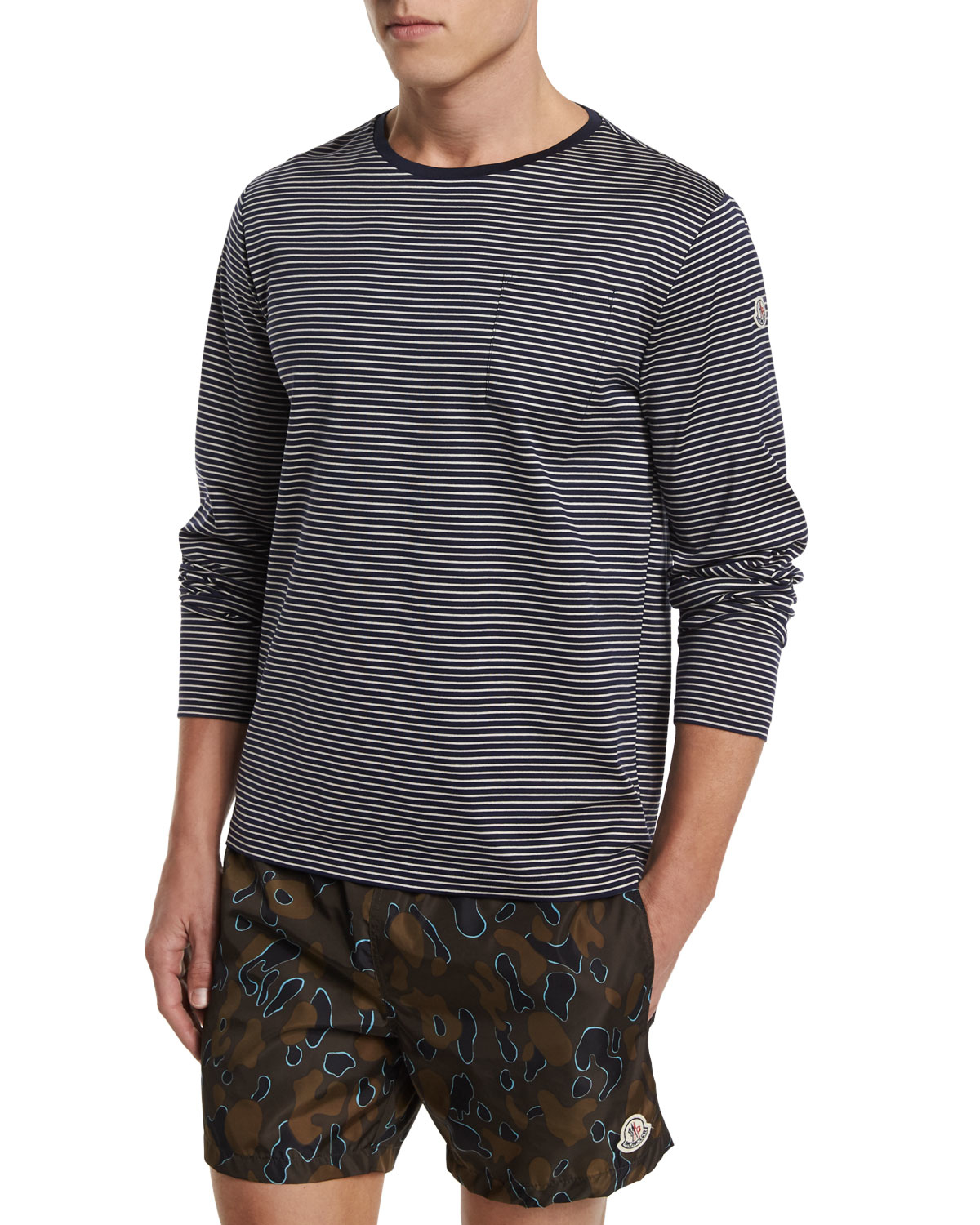 Lyst - Moncler Striped Long-sleeve T-shirt in Metallic for Men