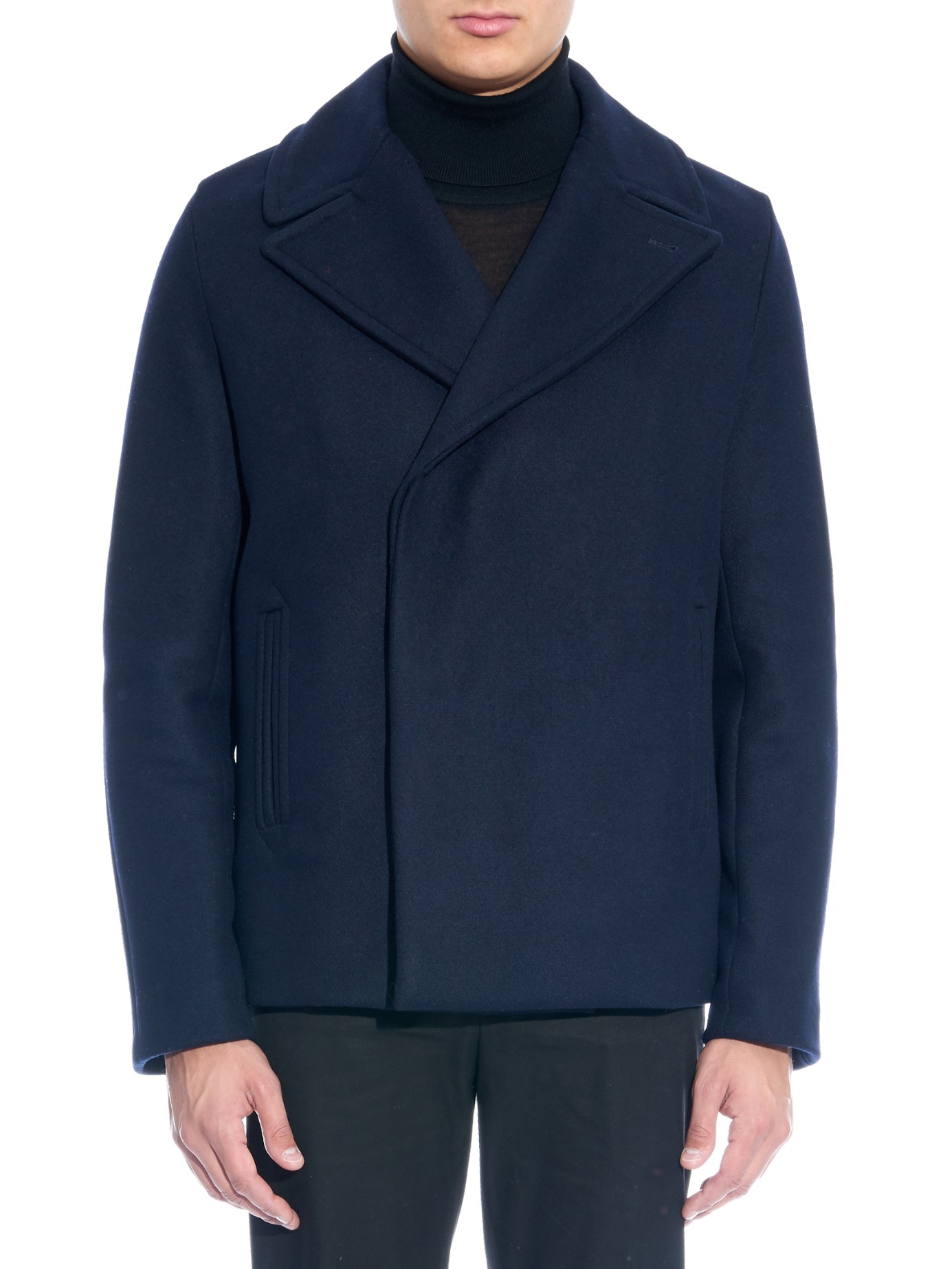 Lyst - Balenciaga Wool-blend Pea Coat in Blue for Men