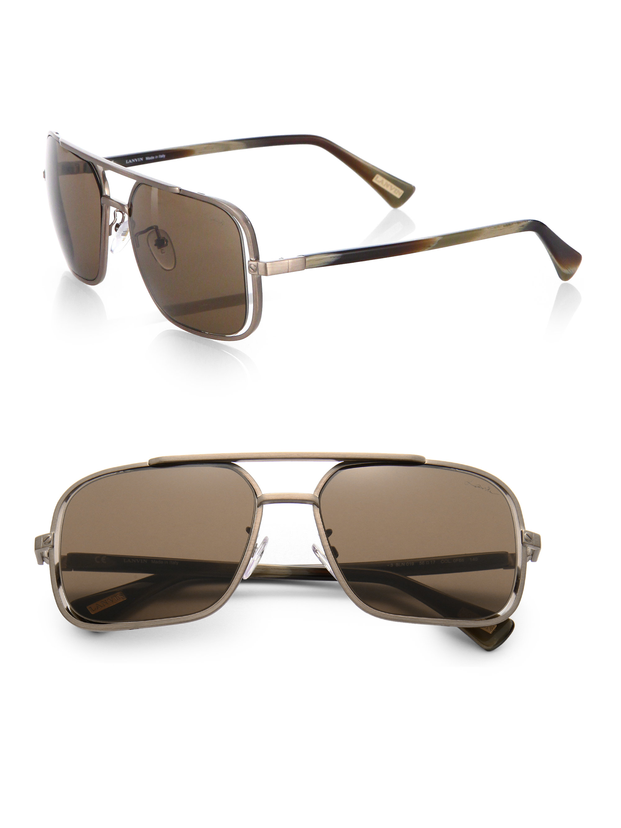 Lanvin 56mm Aviator Sunglasses In Metallic For Men Lyst