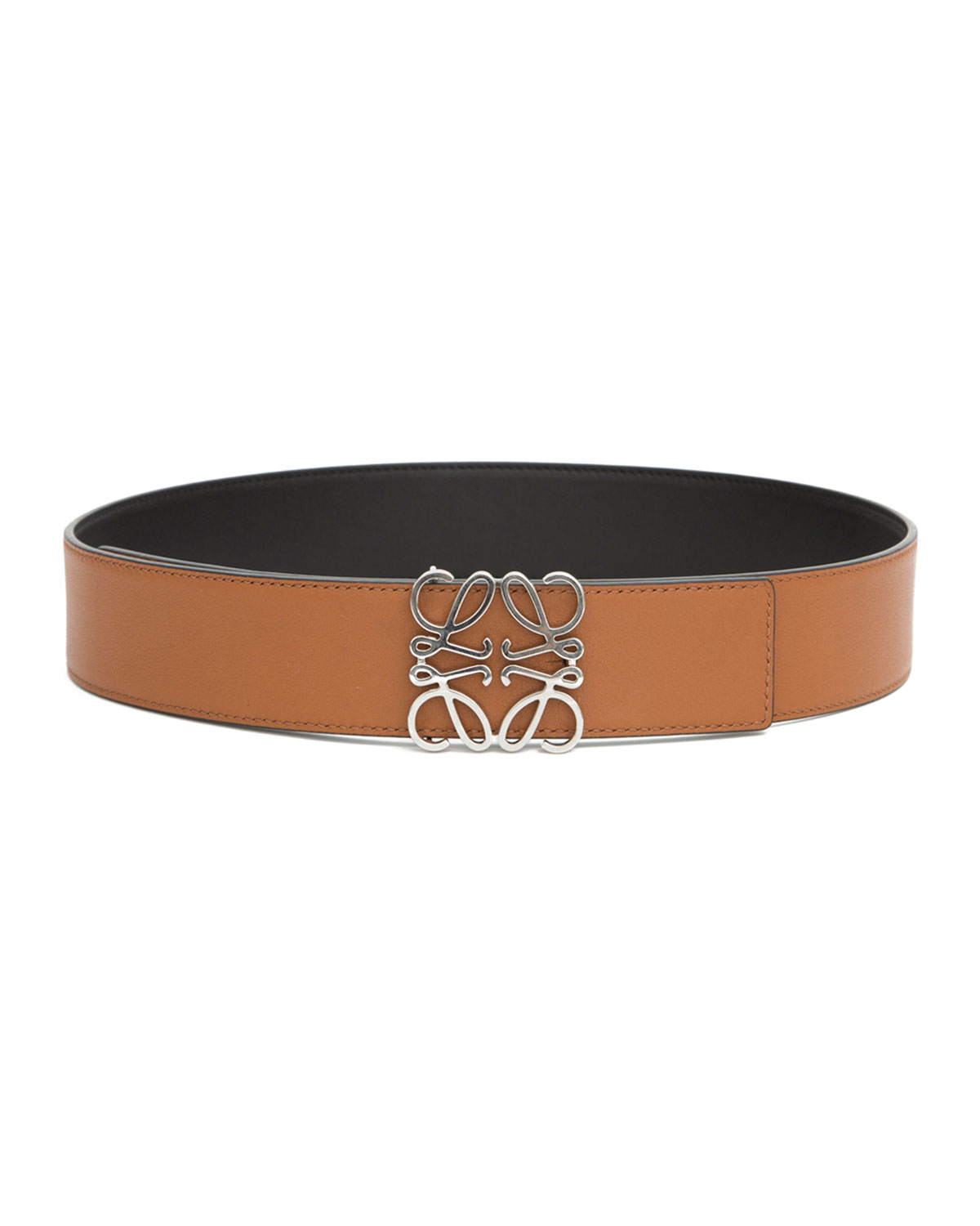 Lyst - Loewe Reversible Silver Anagram-buckle Belt in Black for Men