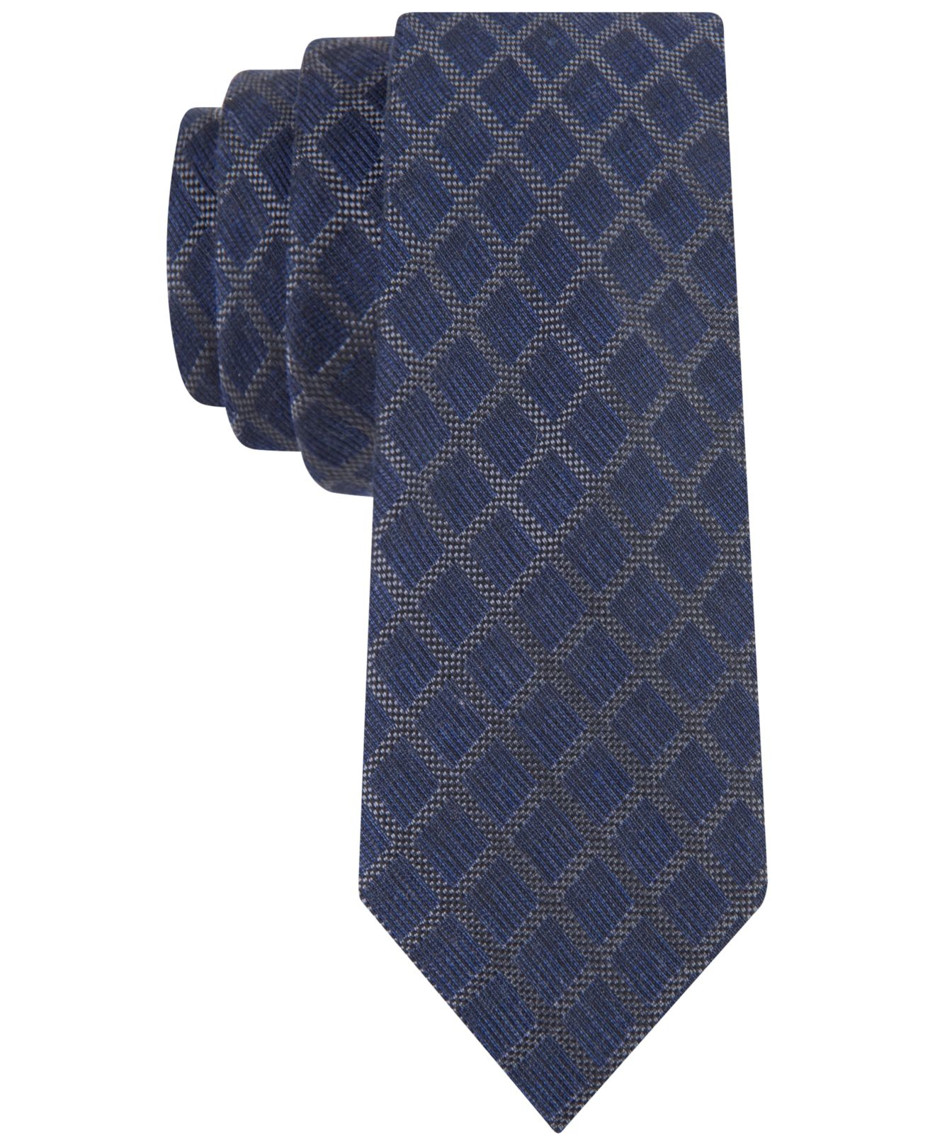 Lyst - Calvin Klein Dark Denim Grid Skinny Tie in Blue for Men