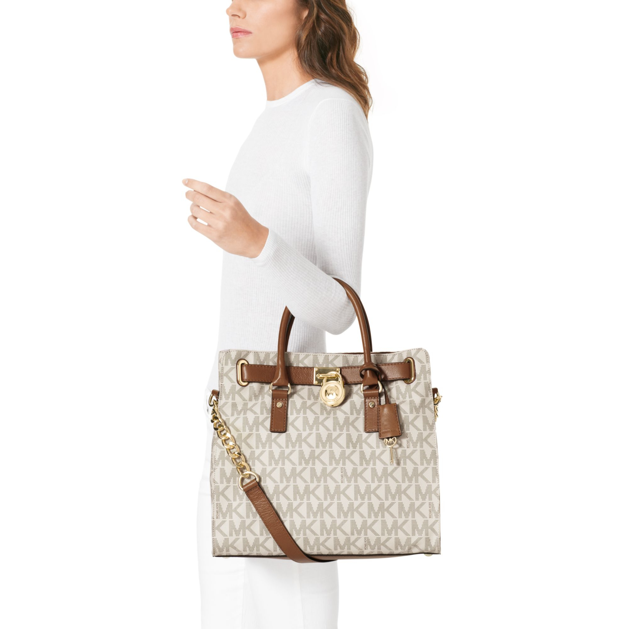michael kors hamilton large logo tote,michael kors vanilla hamilton ...