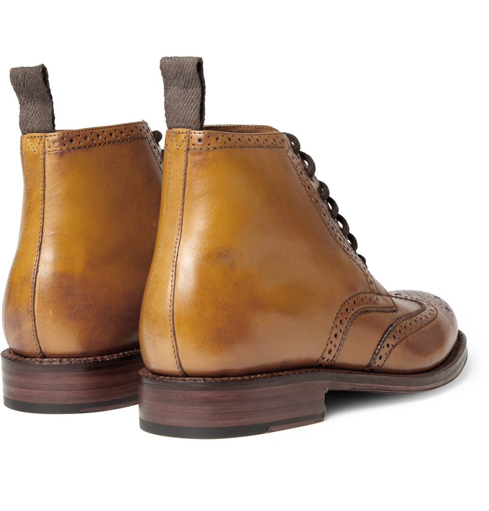 Lyst - Foot the coacher Sharp Leather Brogue Boots in Brown for Men