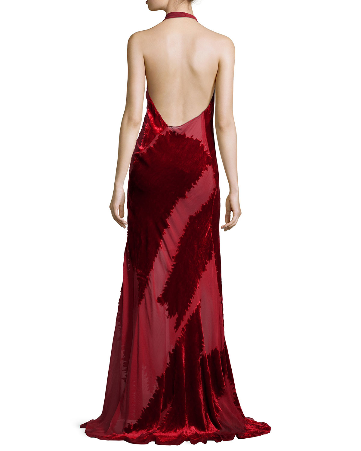 Donna karan new york Burnout Velvet & Chiffon Halter Gown in Red | Lyst Donna karan new york Burnout Velvet & Chiffon Halter Gown in Red | Lyst