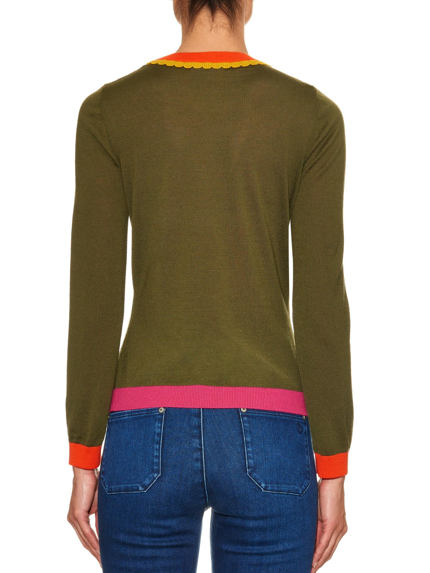 Lyst - Red valentino Contrast Trim Wool-knit Sweater