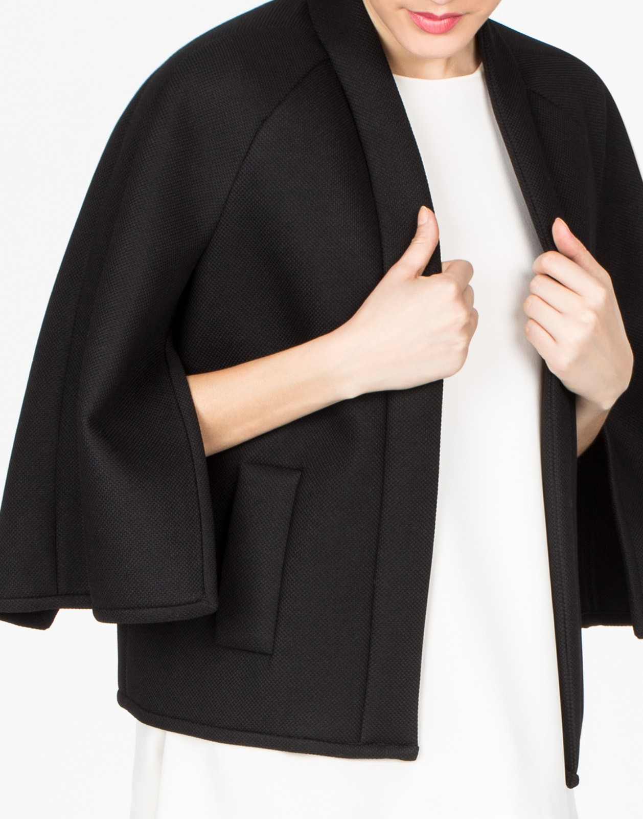 Cynthia rowley Pique Knit Cropped Jacket in Black | Lyst