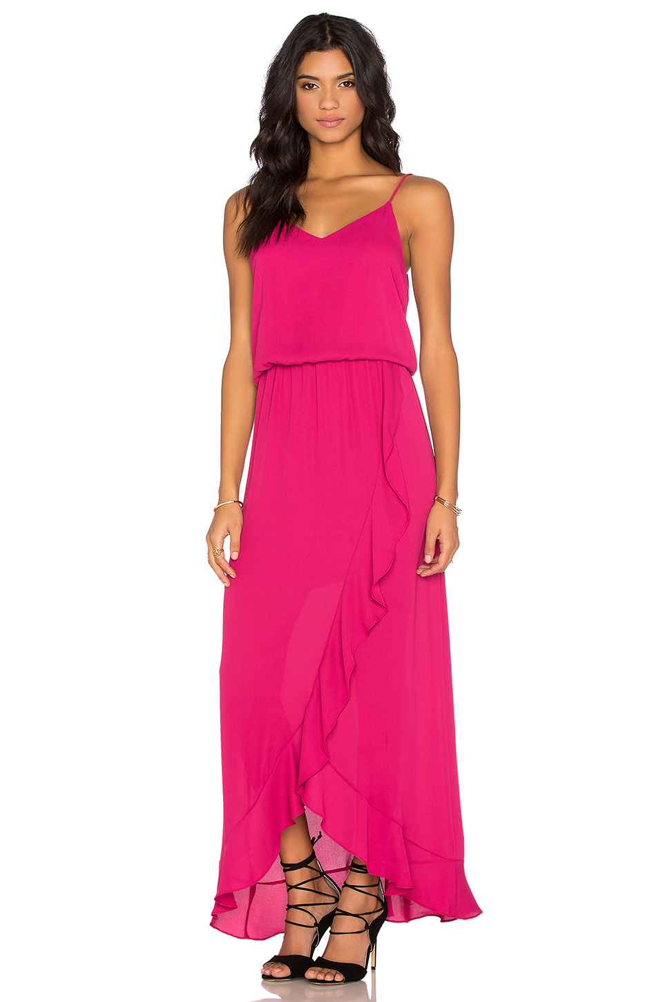 Krisa Ruffle Maxi Dress in Pink - Lyst