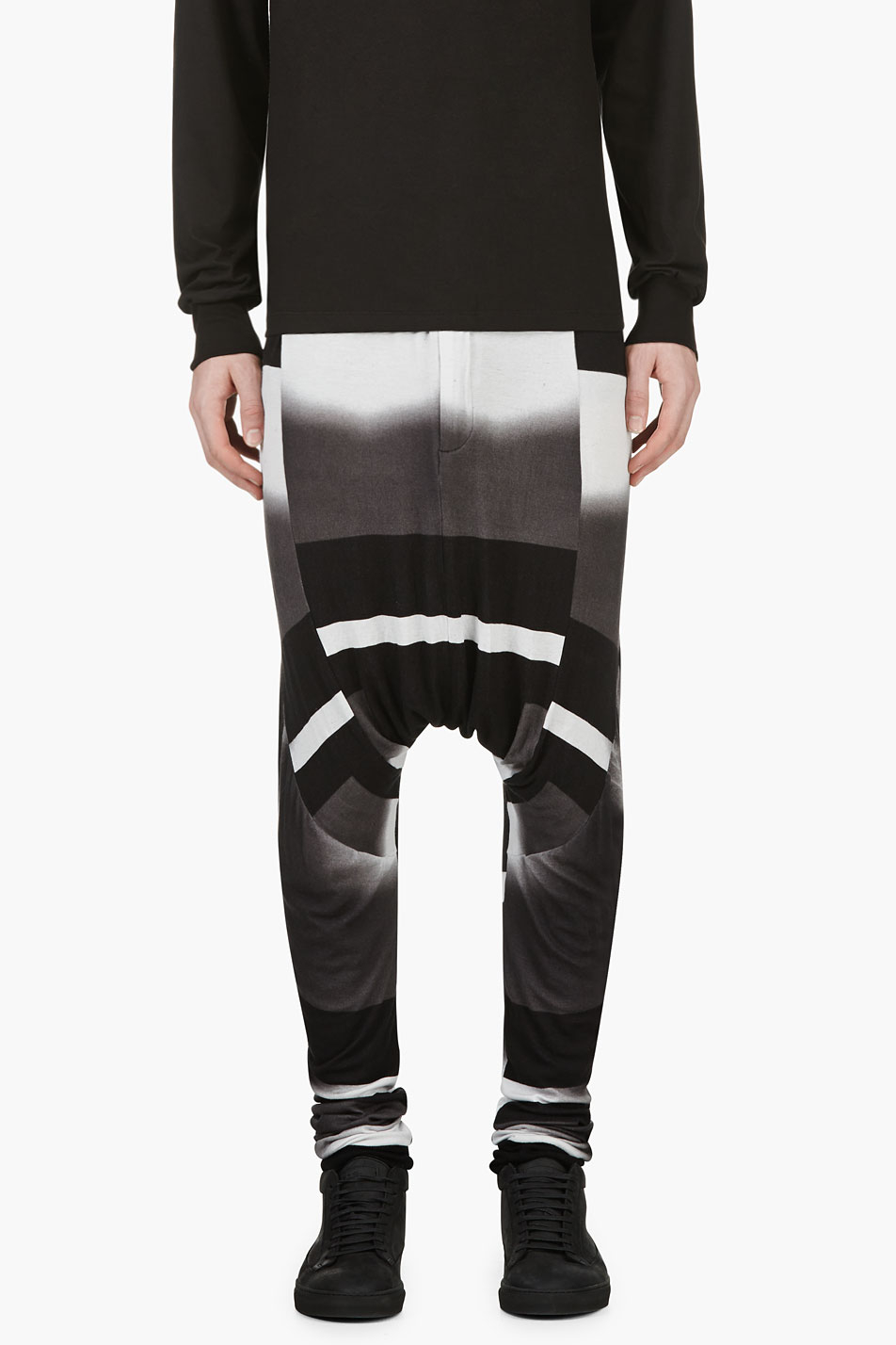 Julius Grey and Black Graphic Fade Sarouel Lounge Pants in Gray for Men ...