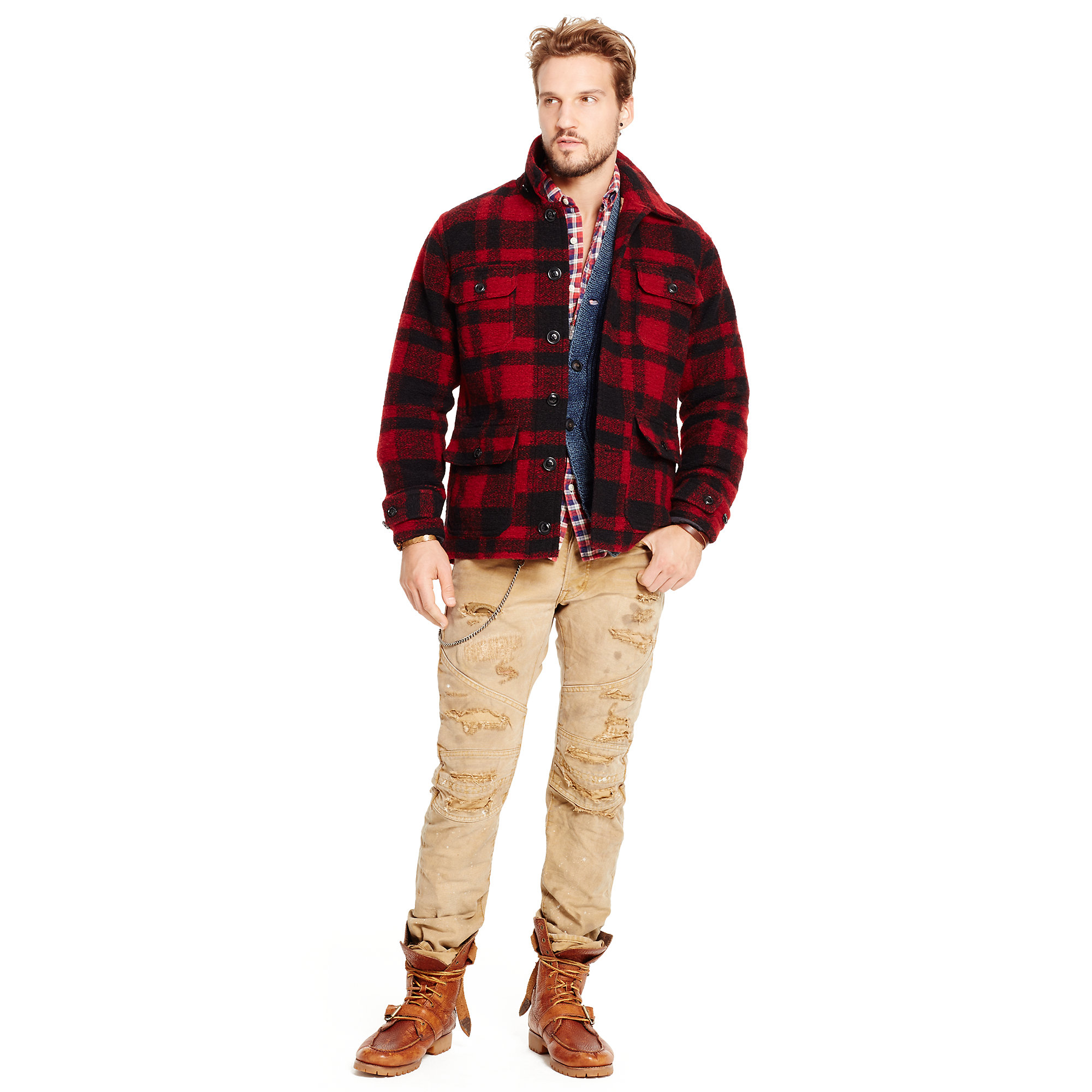 Denim & supply ralph lauren Plaid Wool-blend Barn Jacket in Red for Men ...