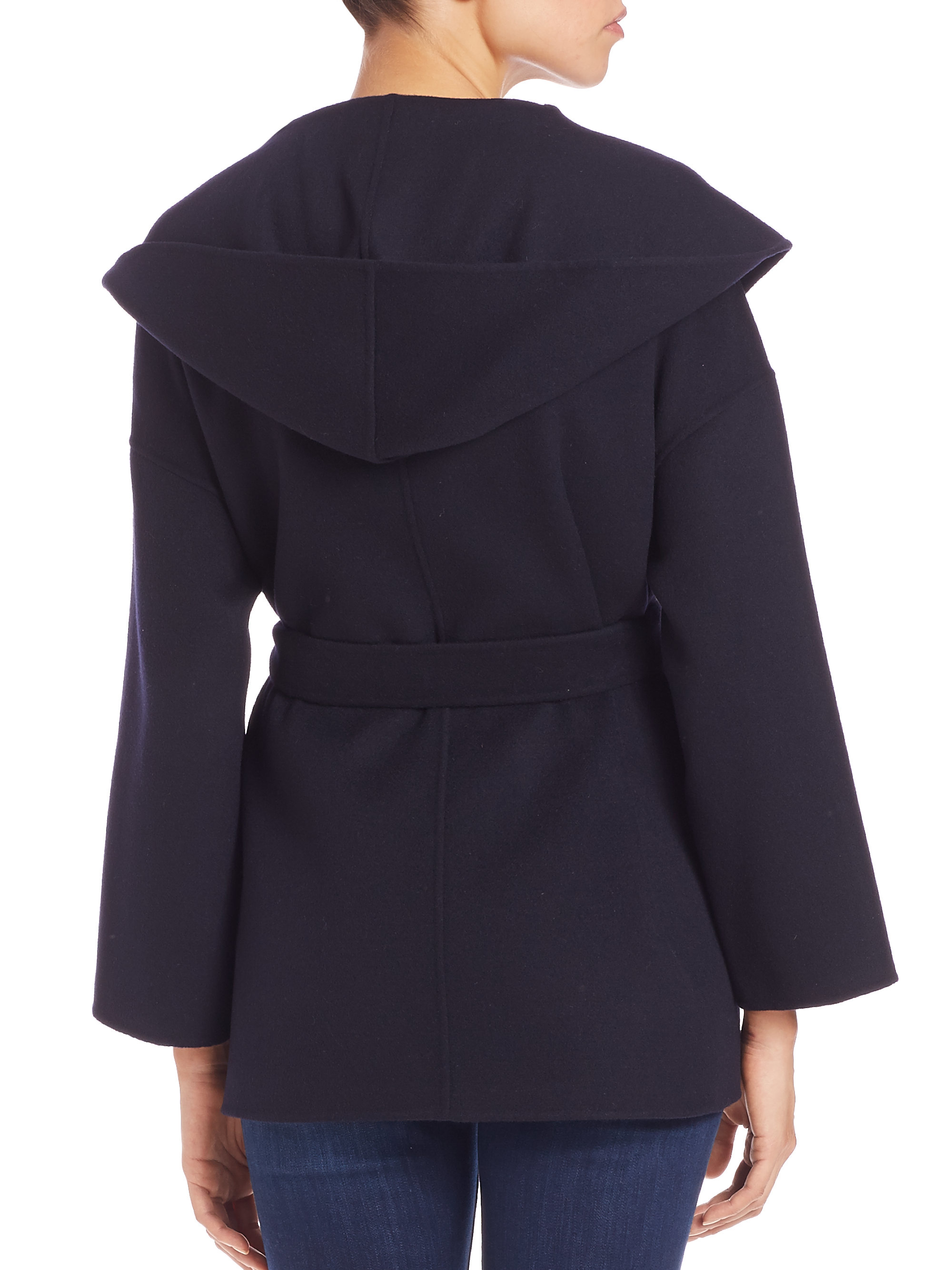 Lyst - Max Mara Studio Selva Short Virgin Wool Wrap Coat in Blue