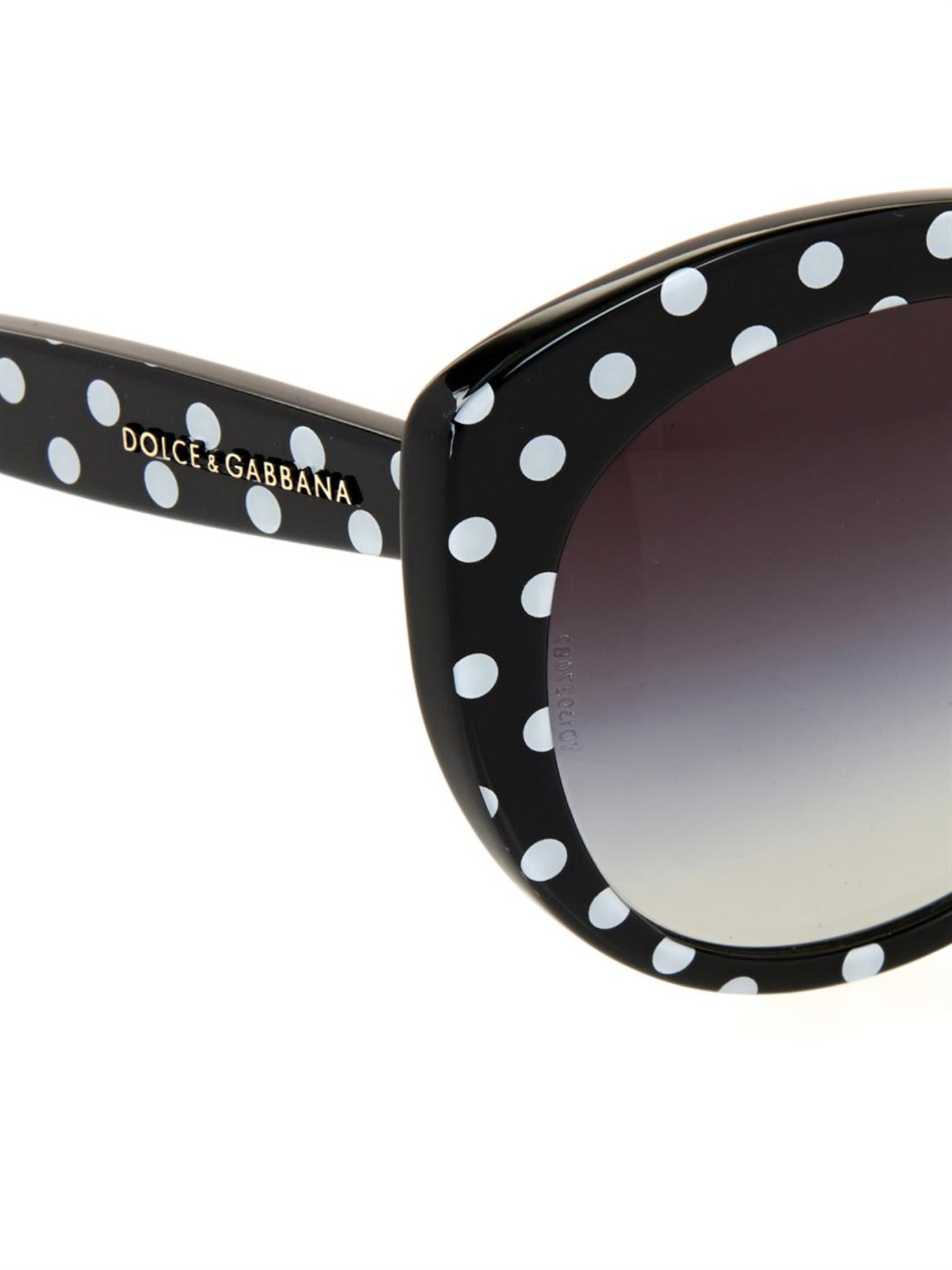 Dolce And Gabbana Polka Dot Round Framed Sunglasses In Black Lyst