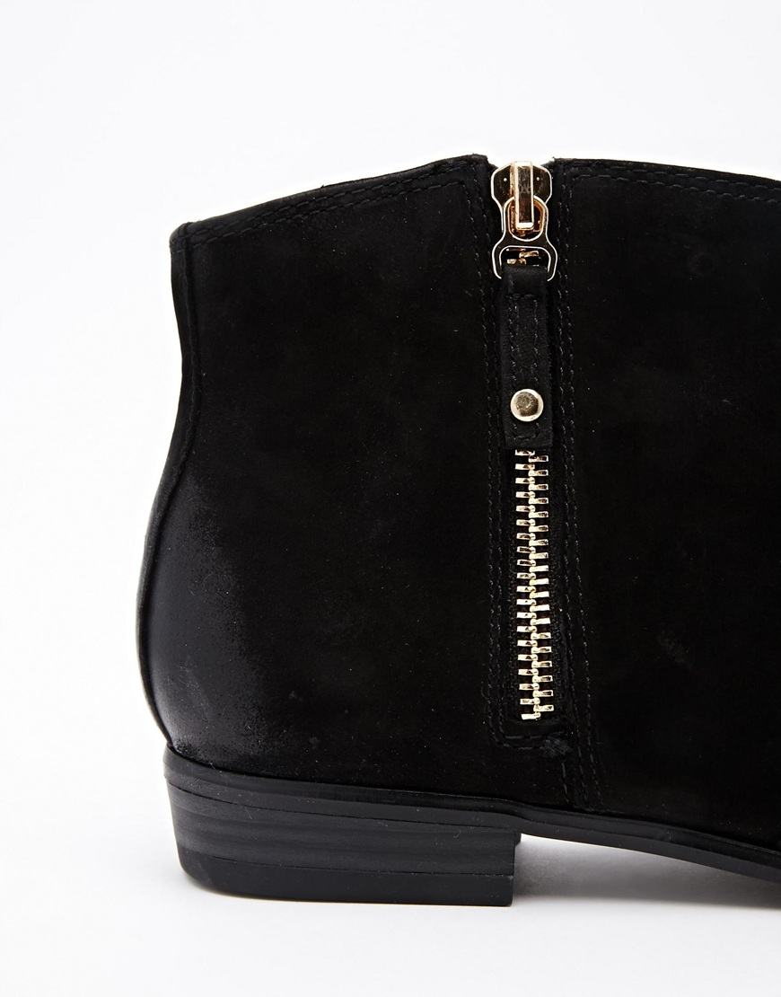 Aldo Oneriwien Black Zip Side Flat Ankle Boots in Black | Lyst
