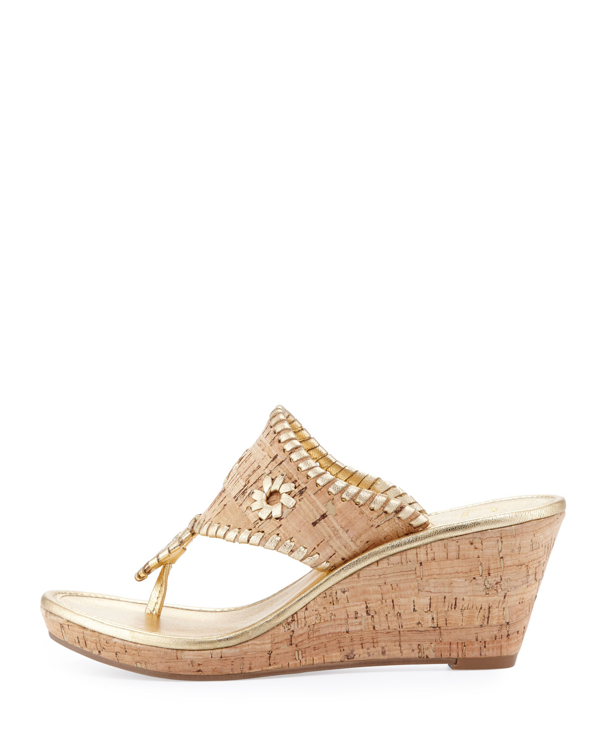 Jack rogers Marbella Cork Wedge Sandal in Gold (CORK/GOLD) | Lyst