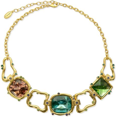 T Tahari 14k Goldplated Multicolor Stone Statement Necklace in Gold (No ...