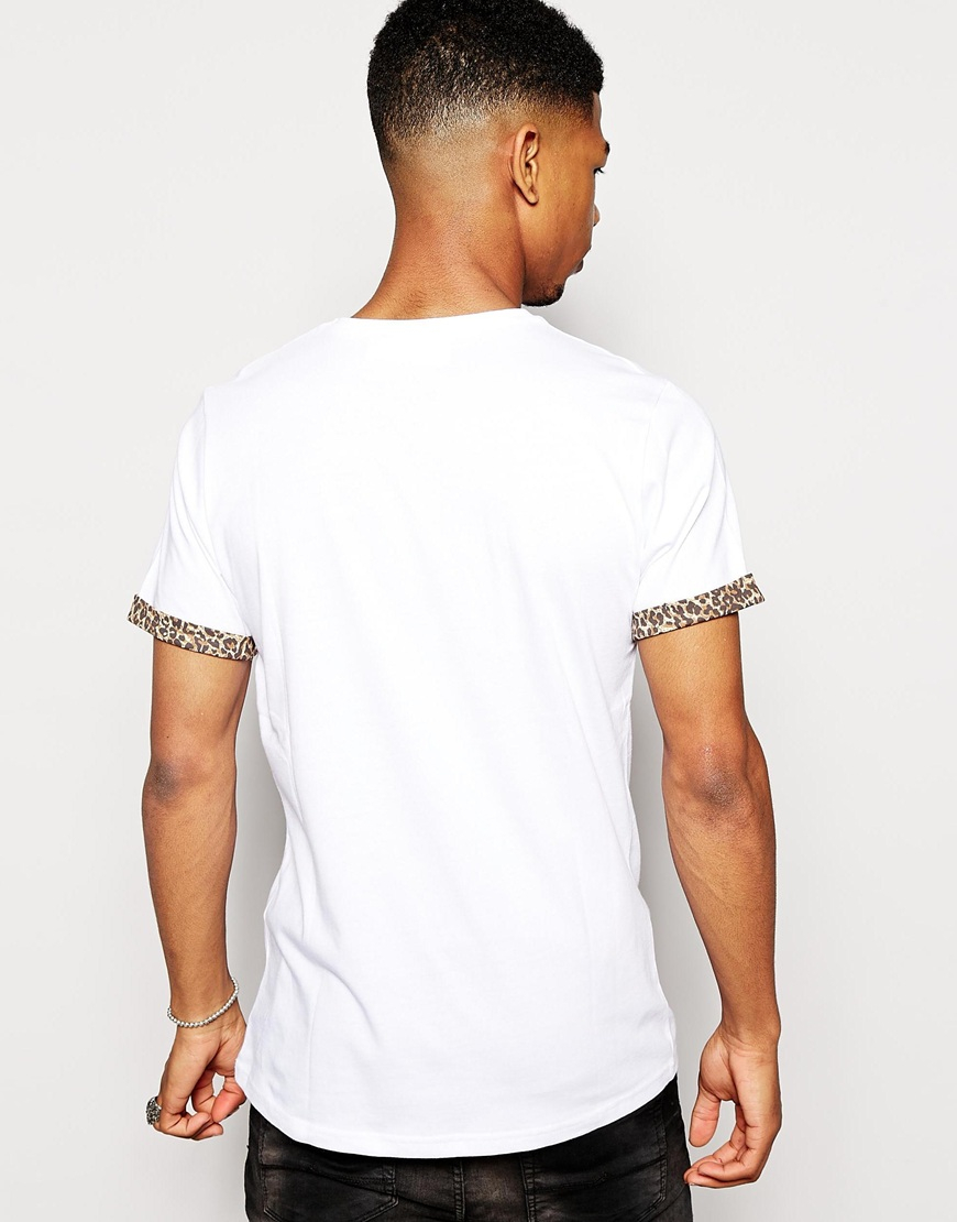 Lyst - Another Influence T-Shirt With Leopard Print Pocket in White for Men