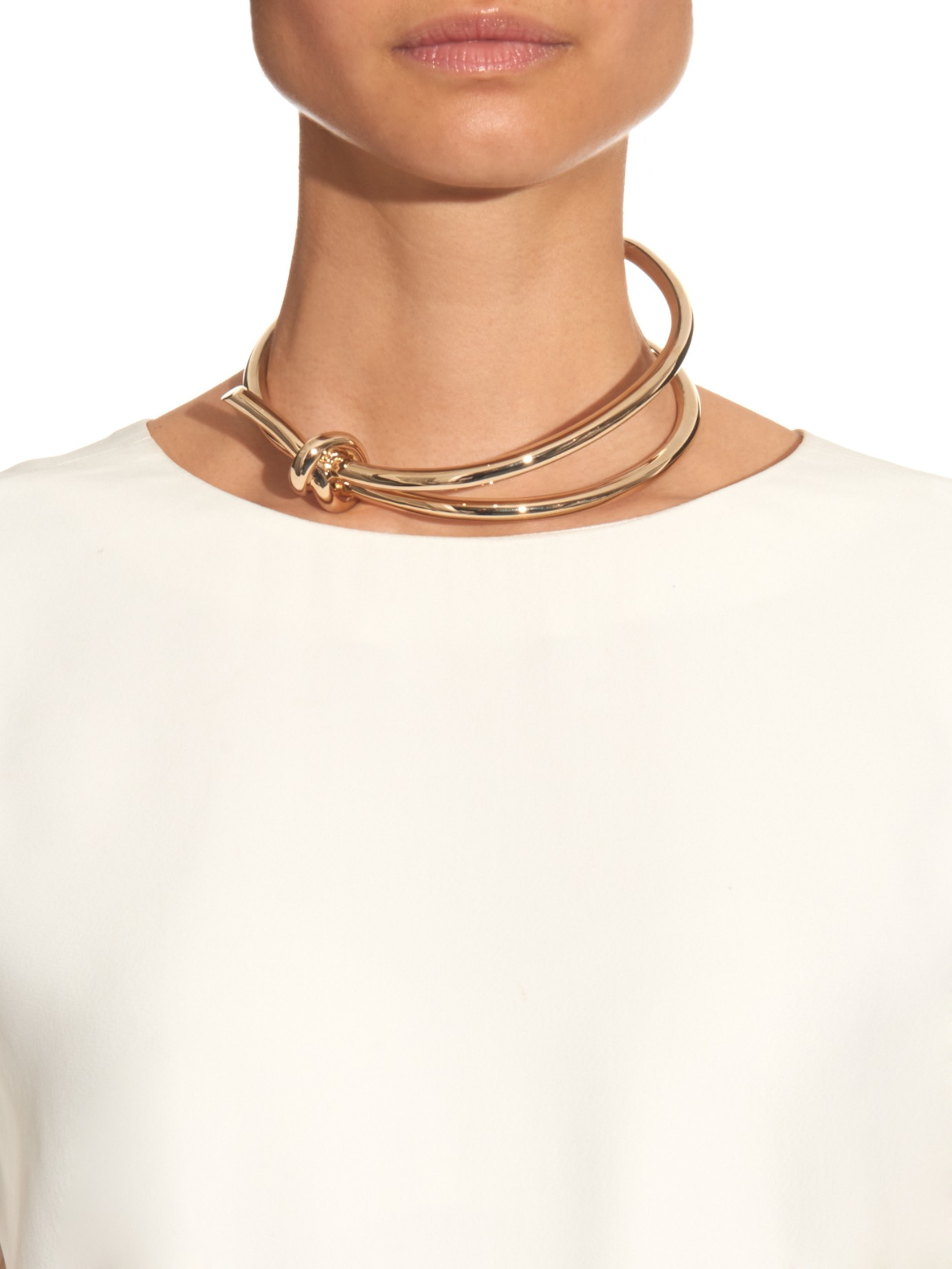 Balenciaga Asymmetric Knot Necklace in Metallic - Lyst