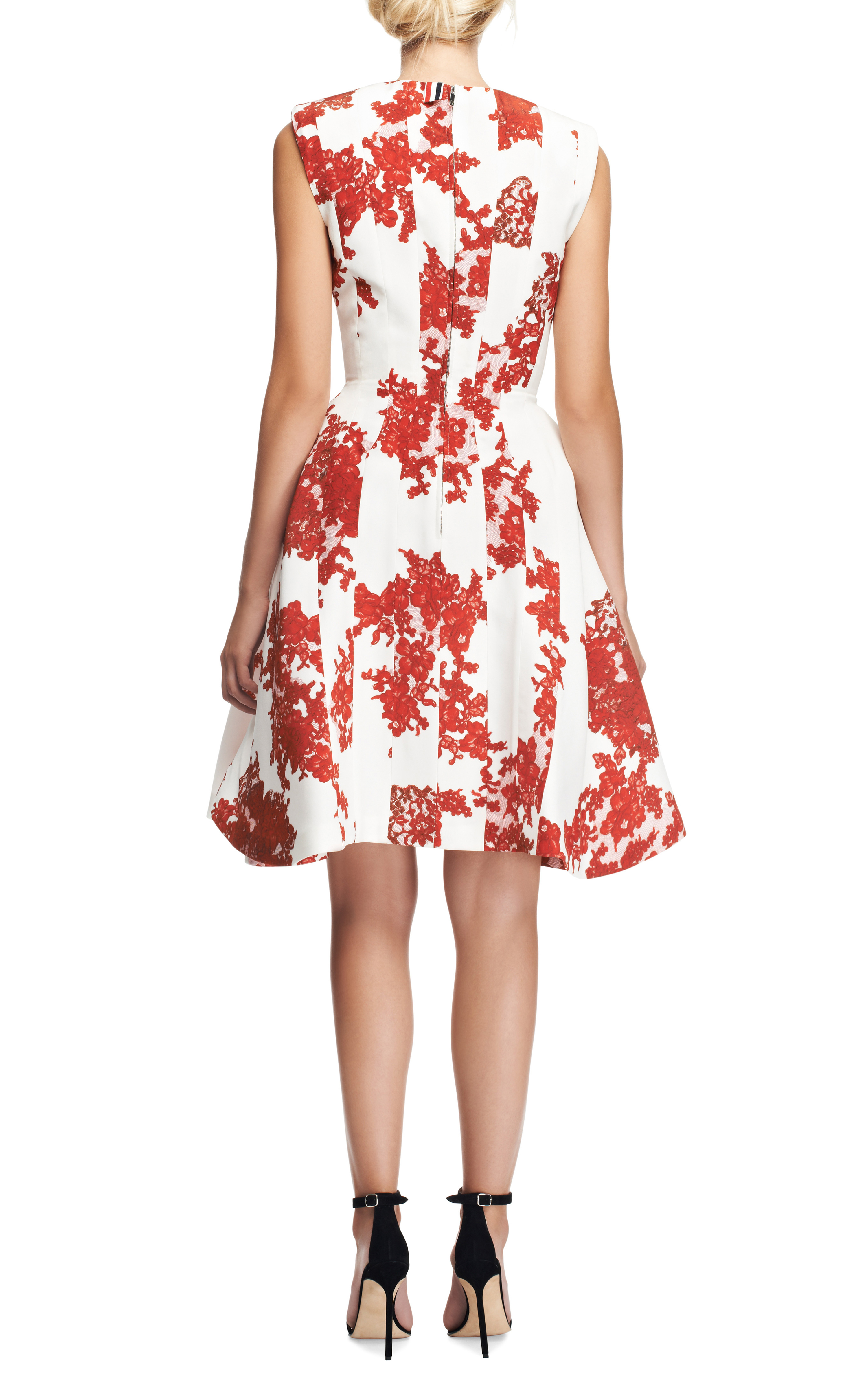 Lyst - Thom browne Lace Printed Crepe De Chine Dress in White