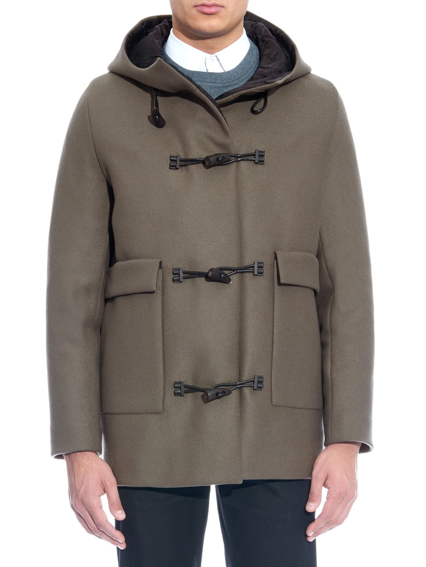 Lyst - Balenciaga Wool-blend Duffle Coat in Gray for Men