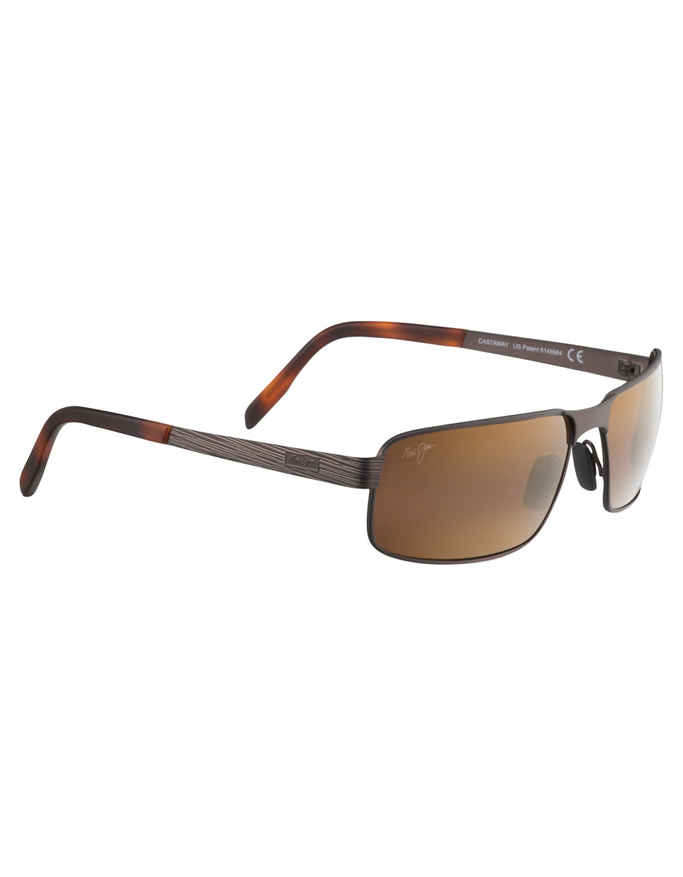 Maui Jim Castaway Polarized Rectangular Sunglasses In Brown For Men Lyst