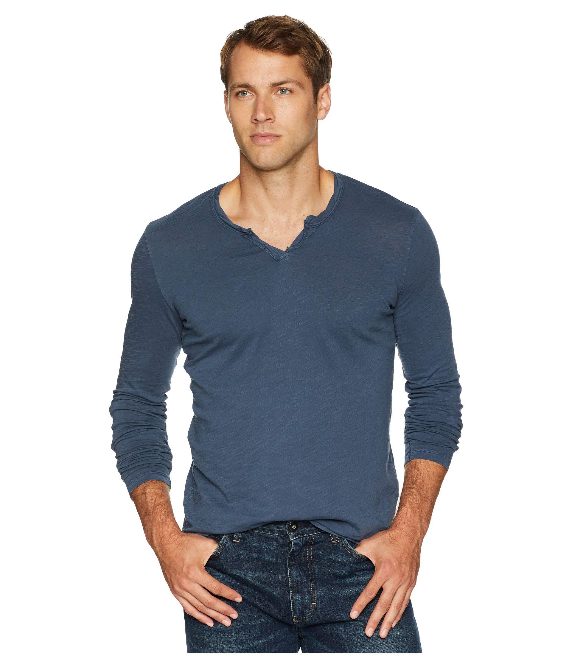Lyst - Mod-o-doc Les Carillo Long Sleeve Notch Slub Jersey V-neck in ...