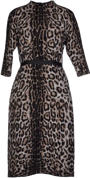 Les Copains Kneelength Dress in Animal (Black) | Lyst
