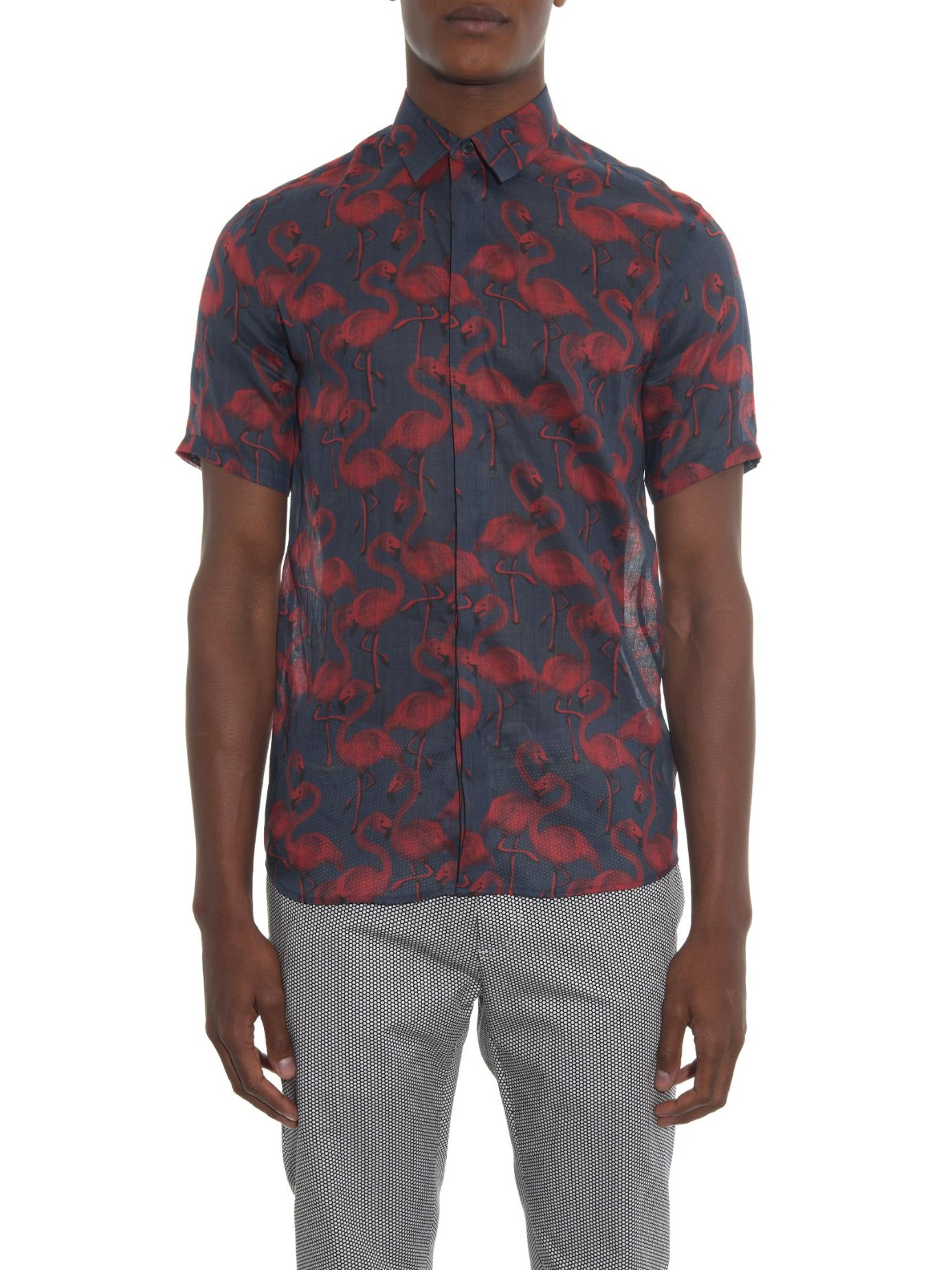 Lyst - Marc Jacobs Flamingo-Print Ramie Shirt in Blue for Men