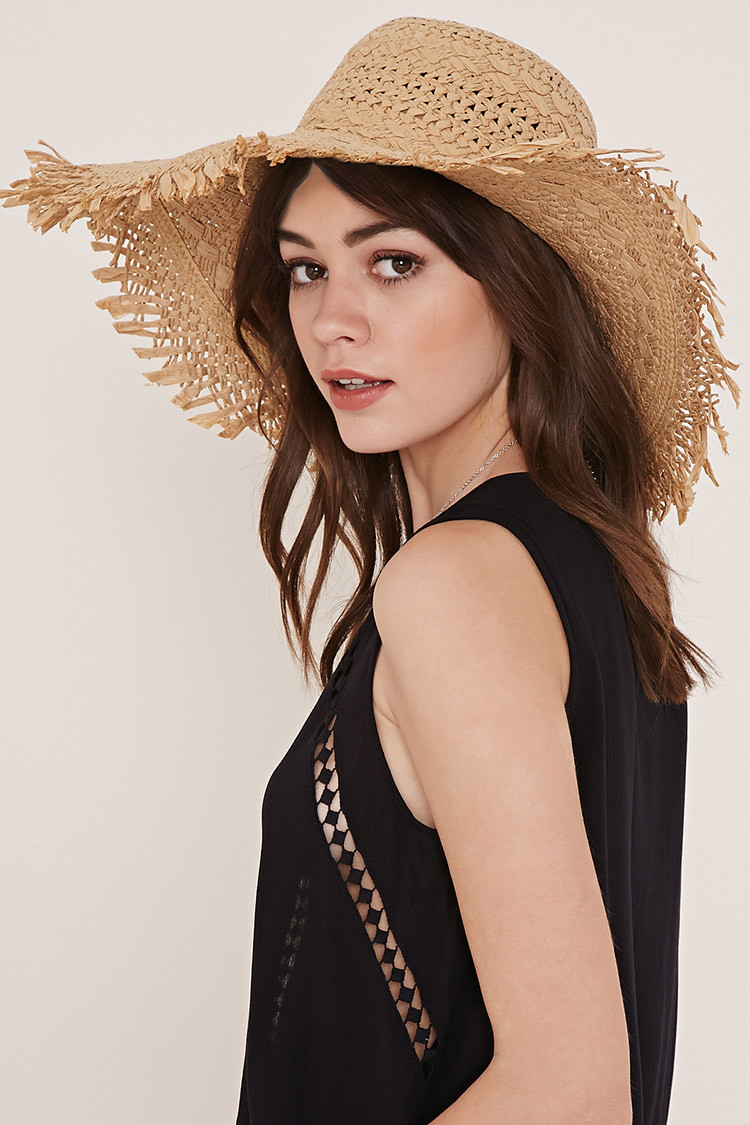 Lyst - Forever 21 Frayed Floppy Straw Hat in Natural