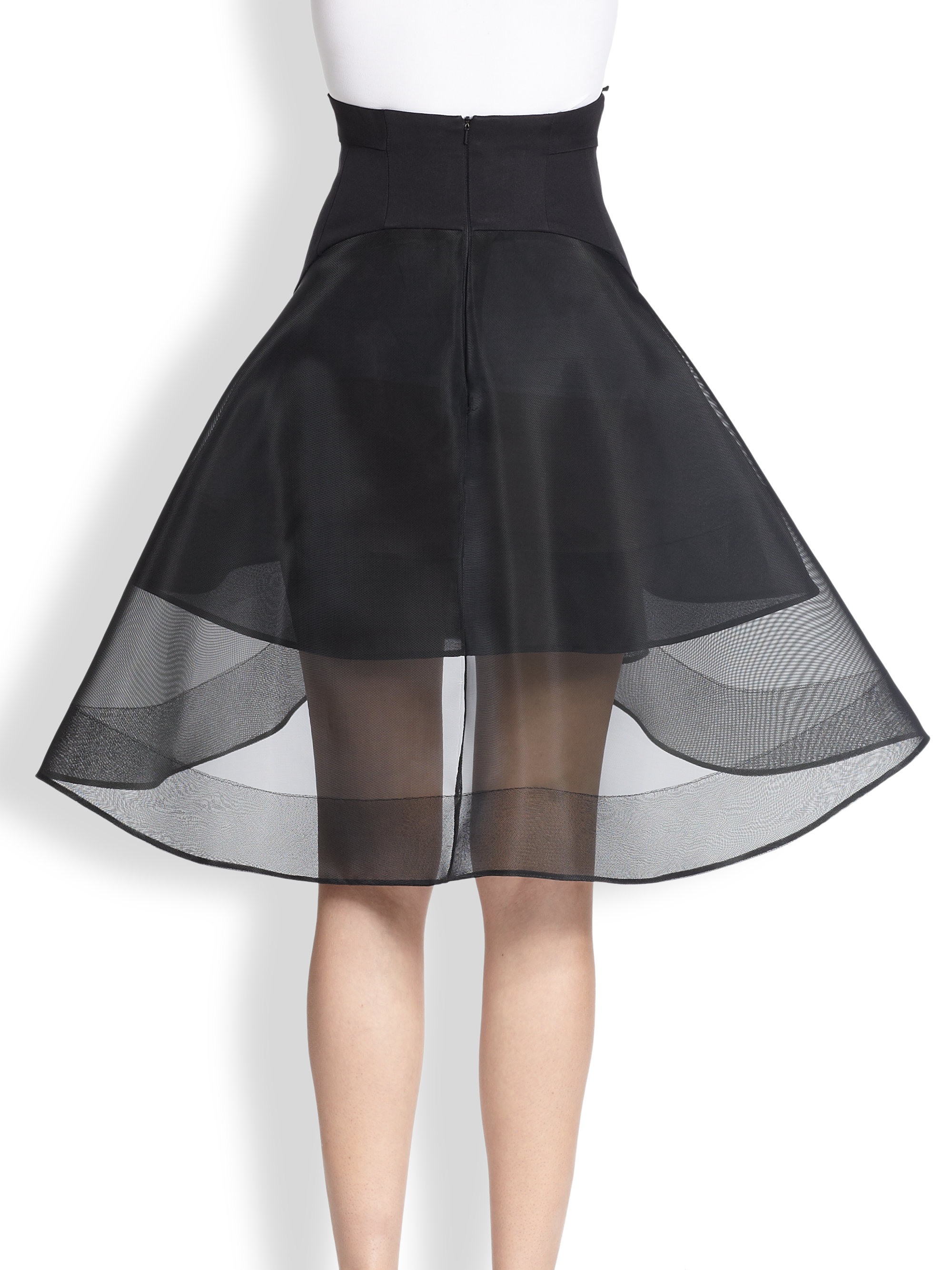 Lyst - Peter Pilotto Organza Flared Cycle Skirt in Black