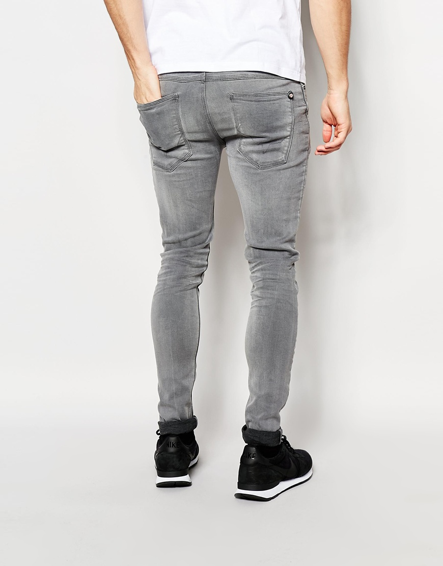 Lyst - Pepe Jeans Powerflex Nickel Superstretch Skinny Fit Washed Grey ...