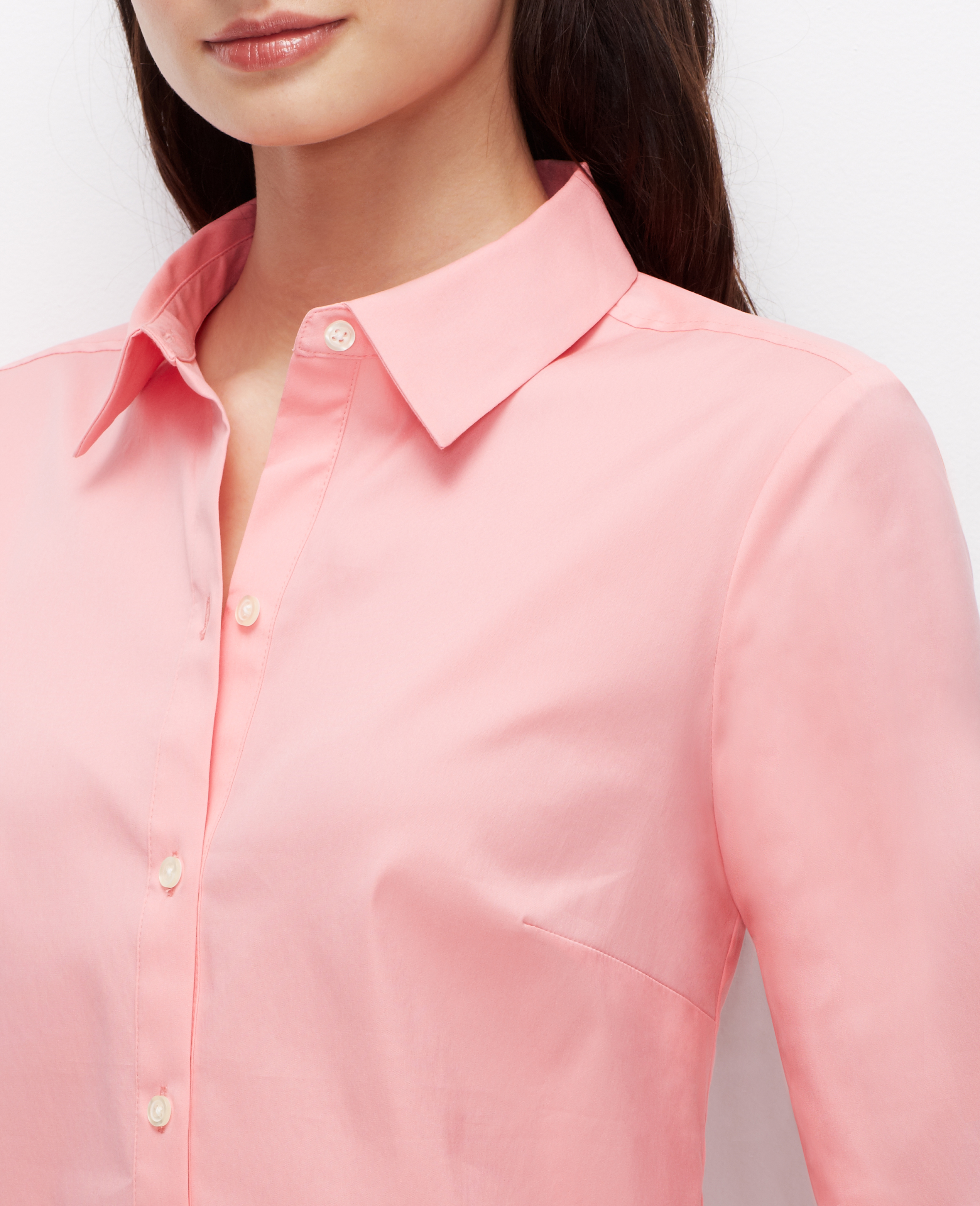 Lyst Ann Taylor Perfect Short Sleeve Button Down Shirt In Pink