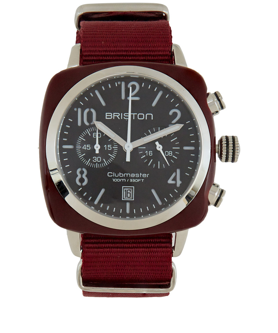 Lyst - Briston Burgundy Clubmaster Chronograph Acetate Watch in Purple ...