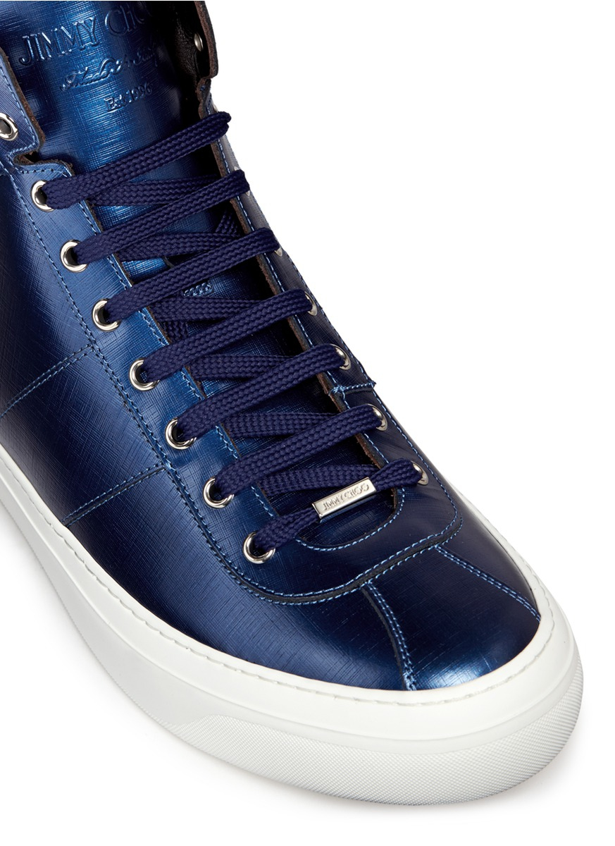 Lyst - Jimmy Choo 'belgravia' Metallic Leather High Top Sneakers in ...