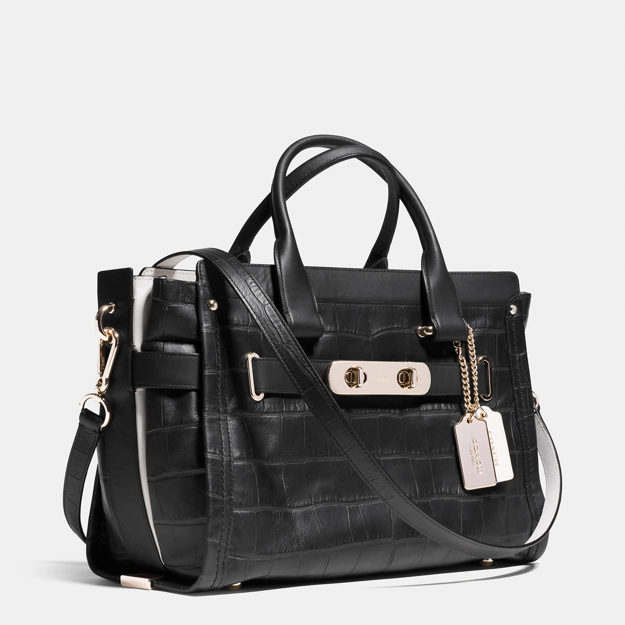 Lyst - Coach Swagger In Croc Embossed Leather in Metallic