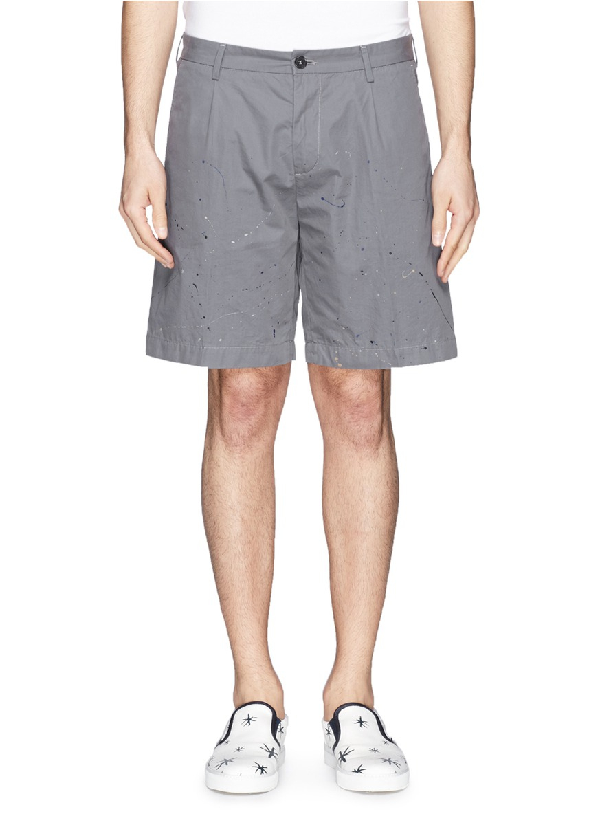 Mauro Grifoni Paint Splash Print Cotton Shorts in Gray for Men (Grey ...