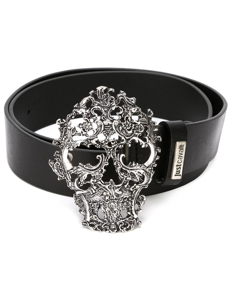 Lyst - Just cavalli Skull Buckle Belt in Black for Men
