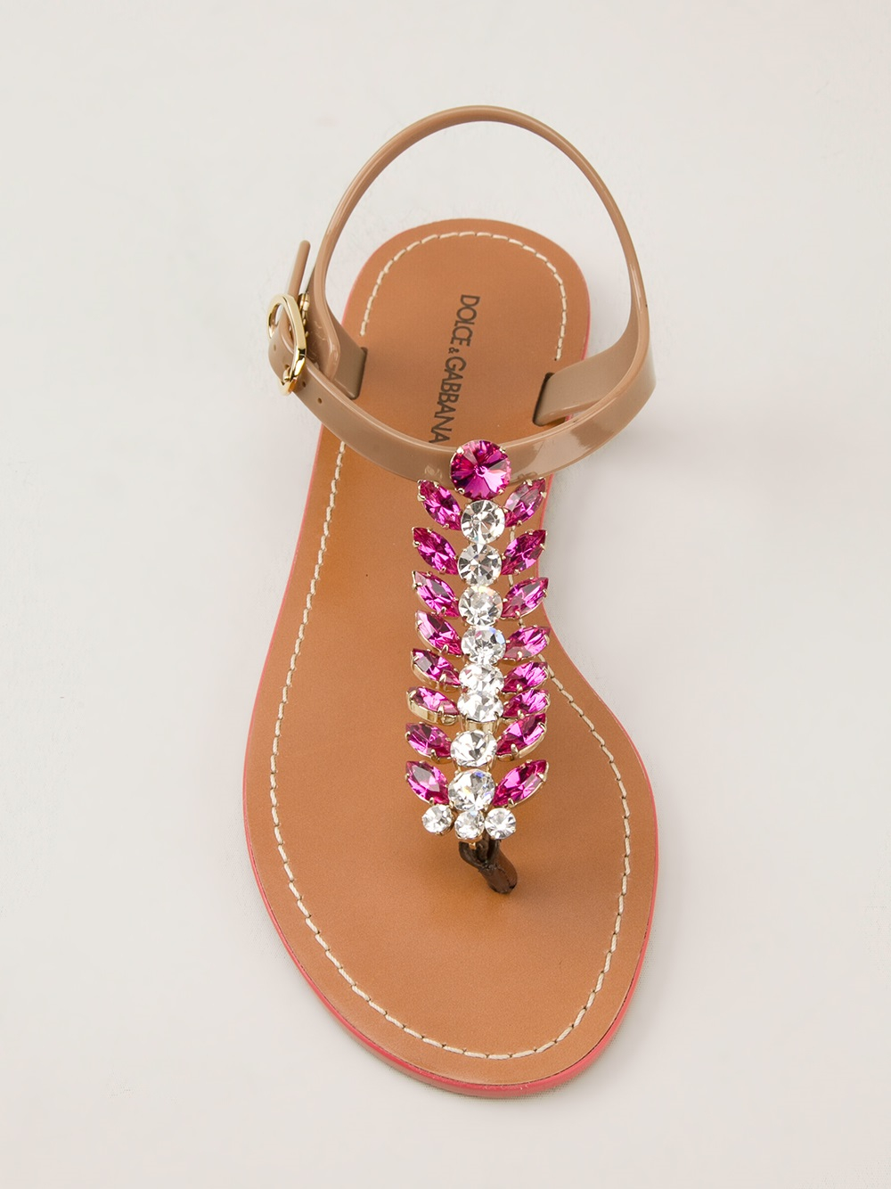 Lyst Dolce And Gabbana Embellished Sandals In Brown