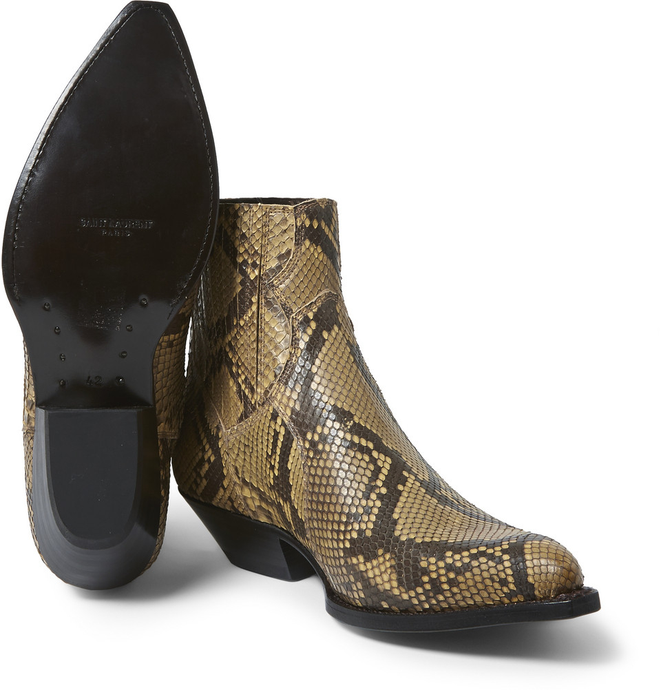 Lyst - Saint Laurent Python Cowboy Boots in Brown for Men