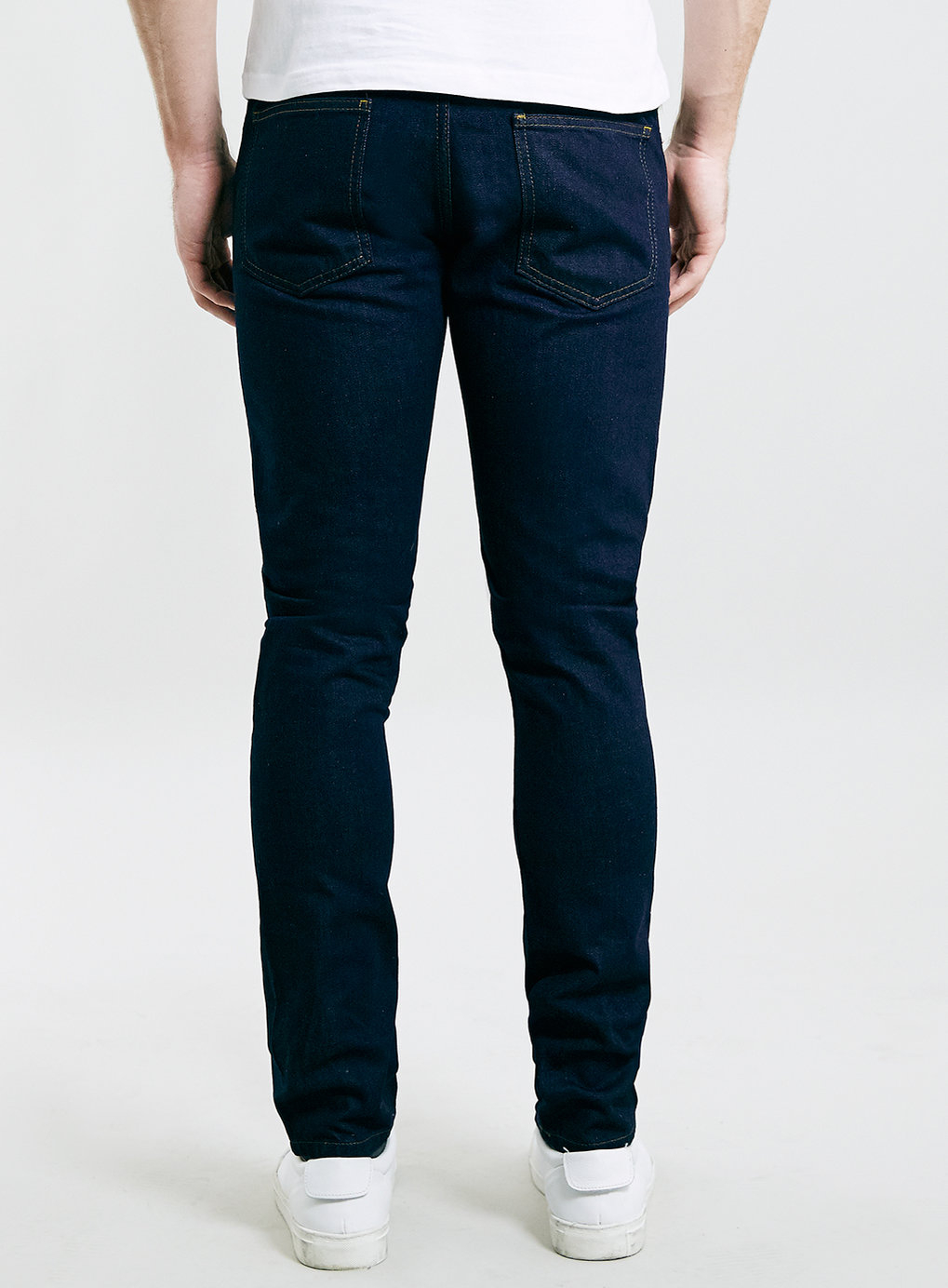 TOPMAN Ltd Indigo Tapered Slim Knee Slash Jeans in Blue for Men - Lyst