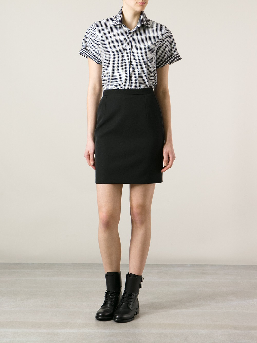 Saint Laurent Short Pencil Skirt In Black Lyst