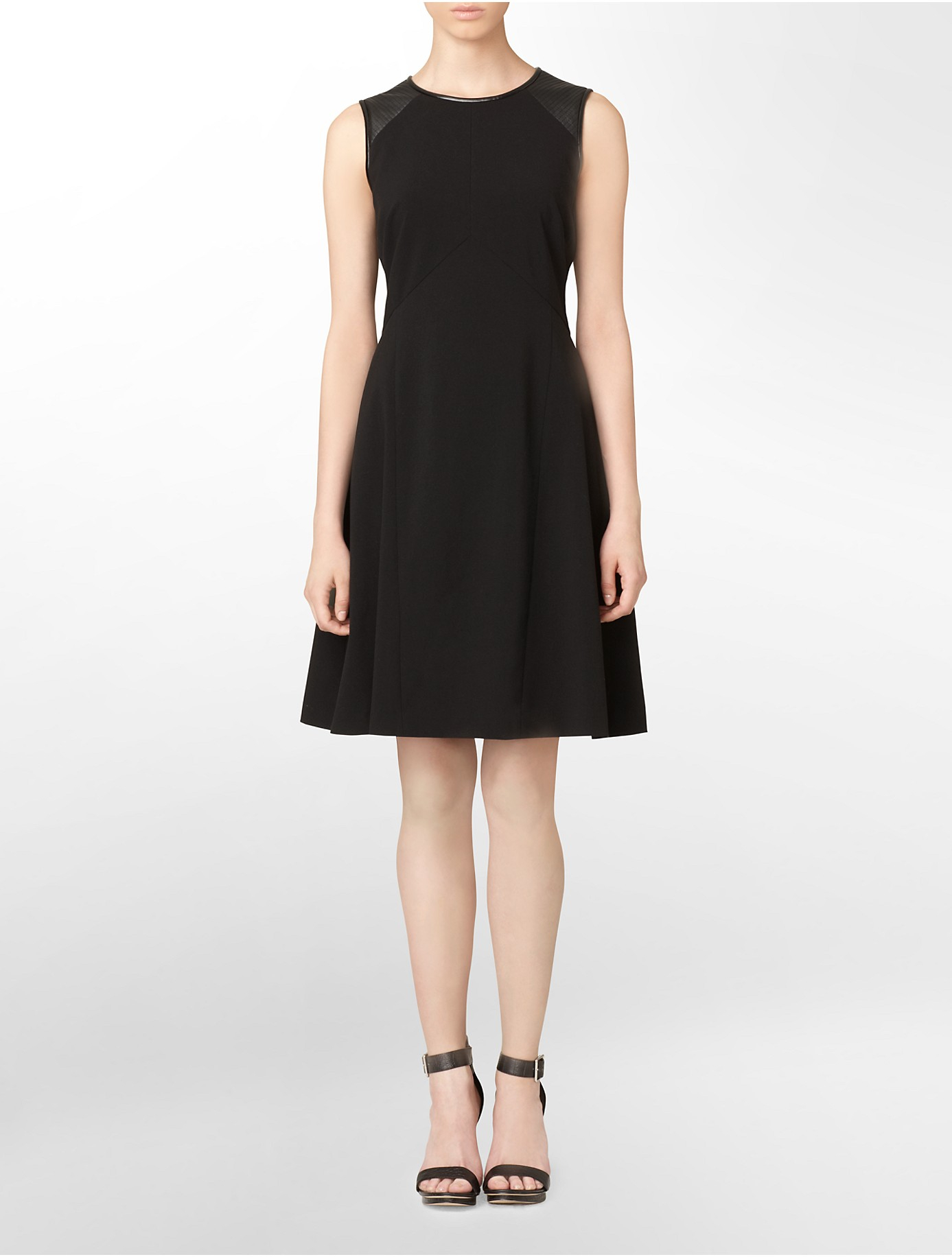 Lyst Calvin Klein White Label Faux Leather Shoulder Detail Sleeveless