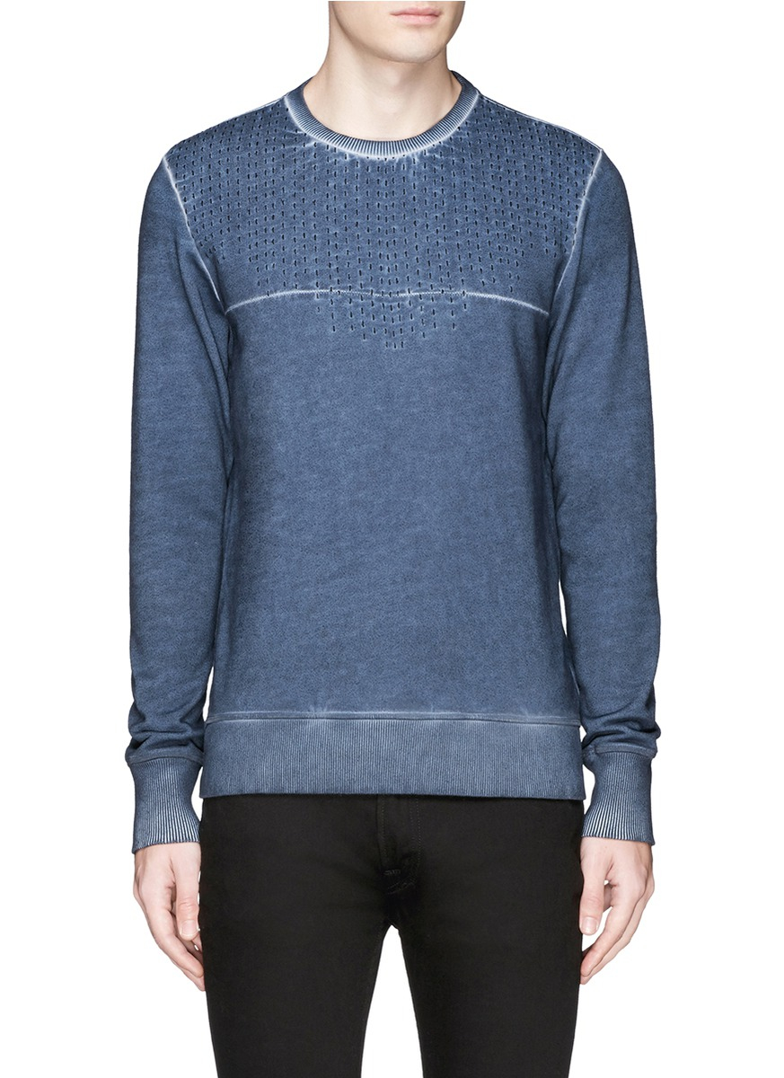 Lyst - Denham 'sashiko' Stitch Embroidery Sweatshirt in Blue for Men