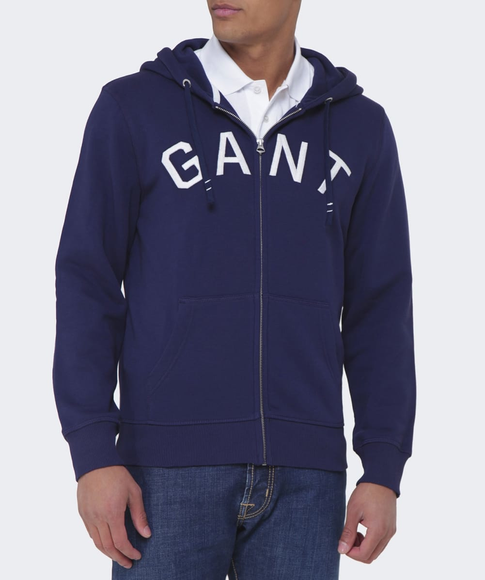 Gant Zip-through Hoodie in Blue for Men | Lyst